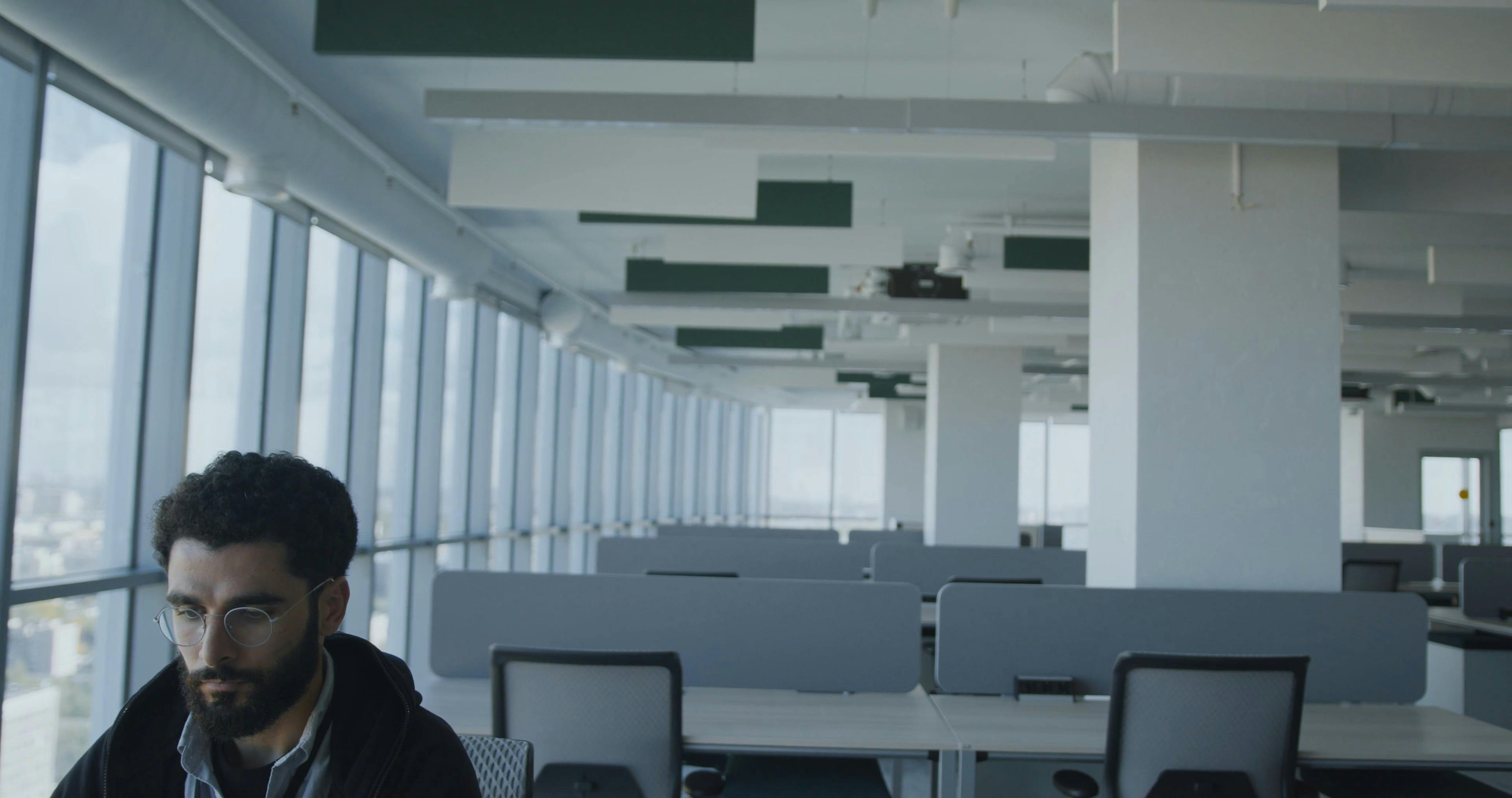 A Man Alone in an Office · Free Stock Video