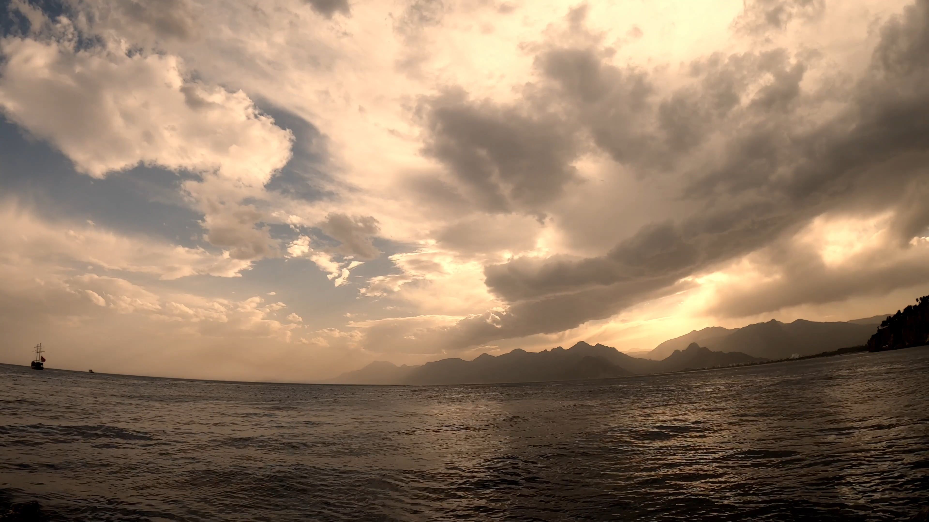 Beautiful Sunrise over Sea with Mountain Background Free Stock Video ...