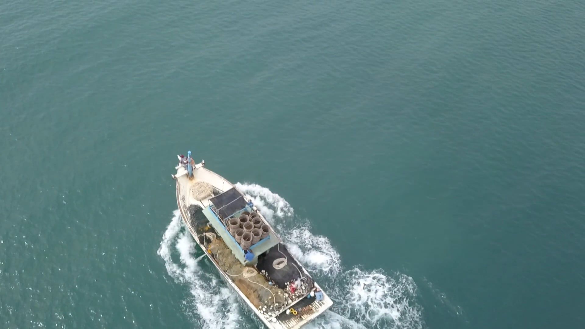 Aerial View of a Boat Traveling on Water Free Stock Video Footage ...