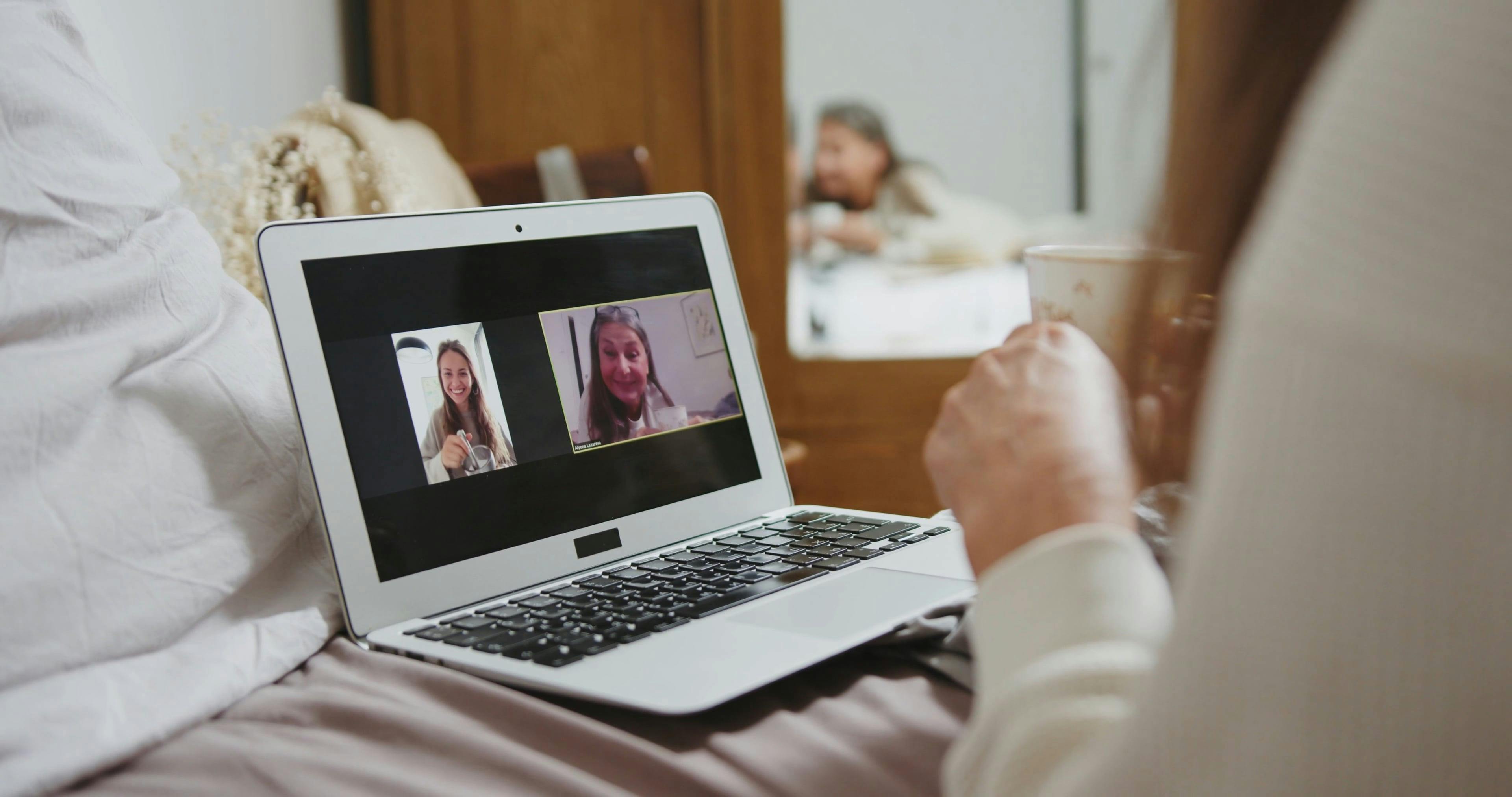 Mom and Daughter Having a Conversation Through Video Call Free Stock ...