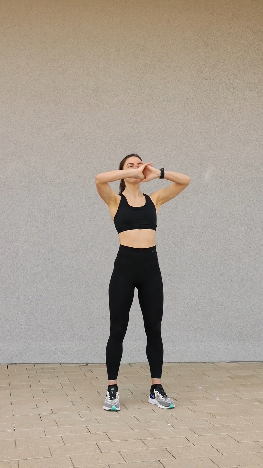 Woman in Black Activewear Stretching Her Arms Free Stock Video Footage ...