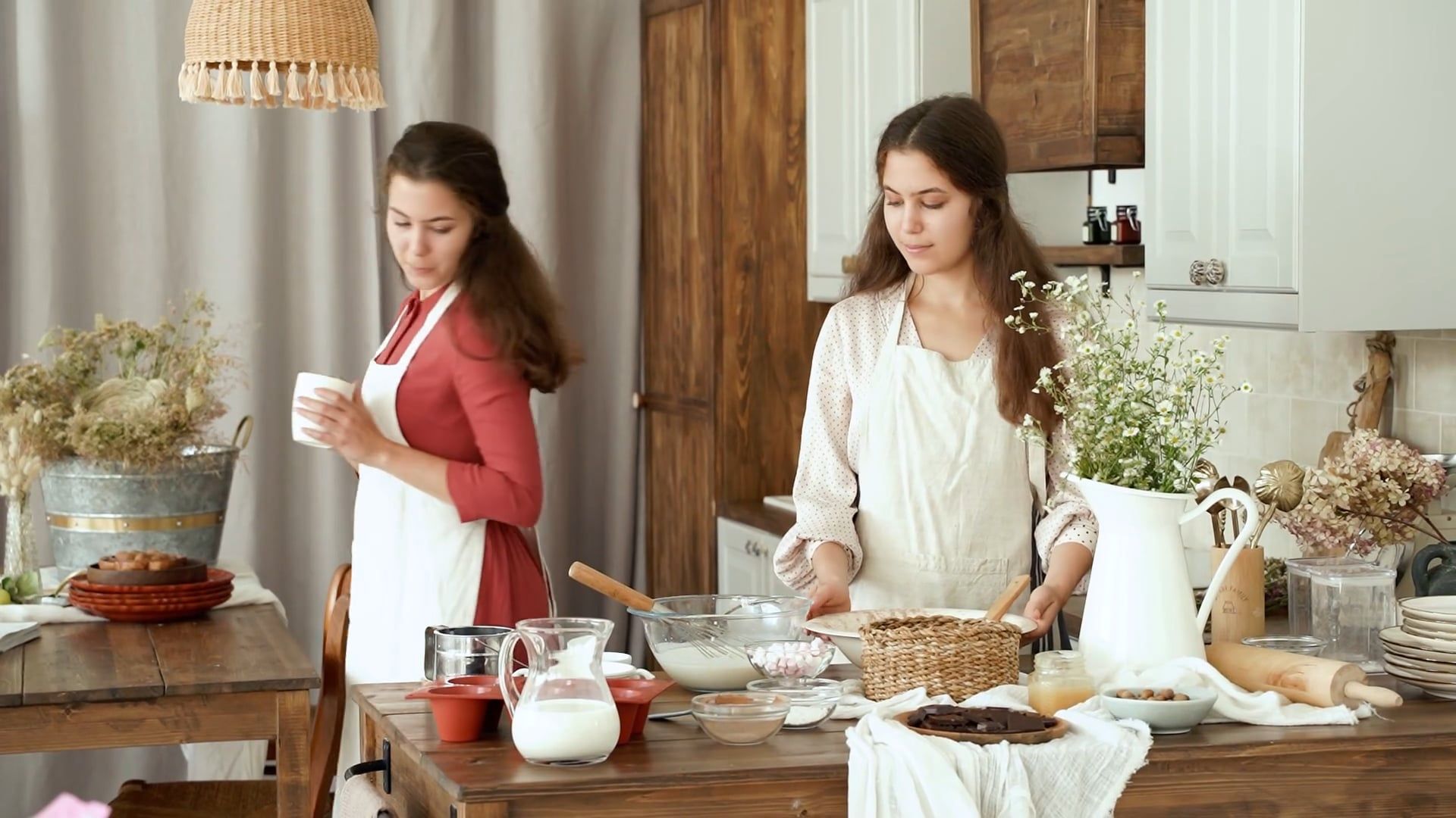 Twin Sisters Baking Together Free Stock Video Footage, Royalty-Free 4K ...