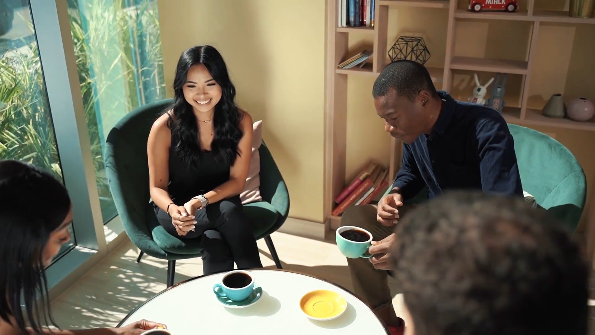 Friends Meeting Up For Coffee Inside A Cafe · Free Stock Video