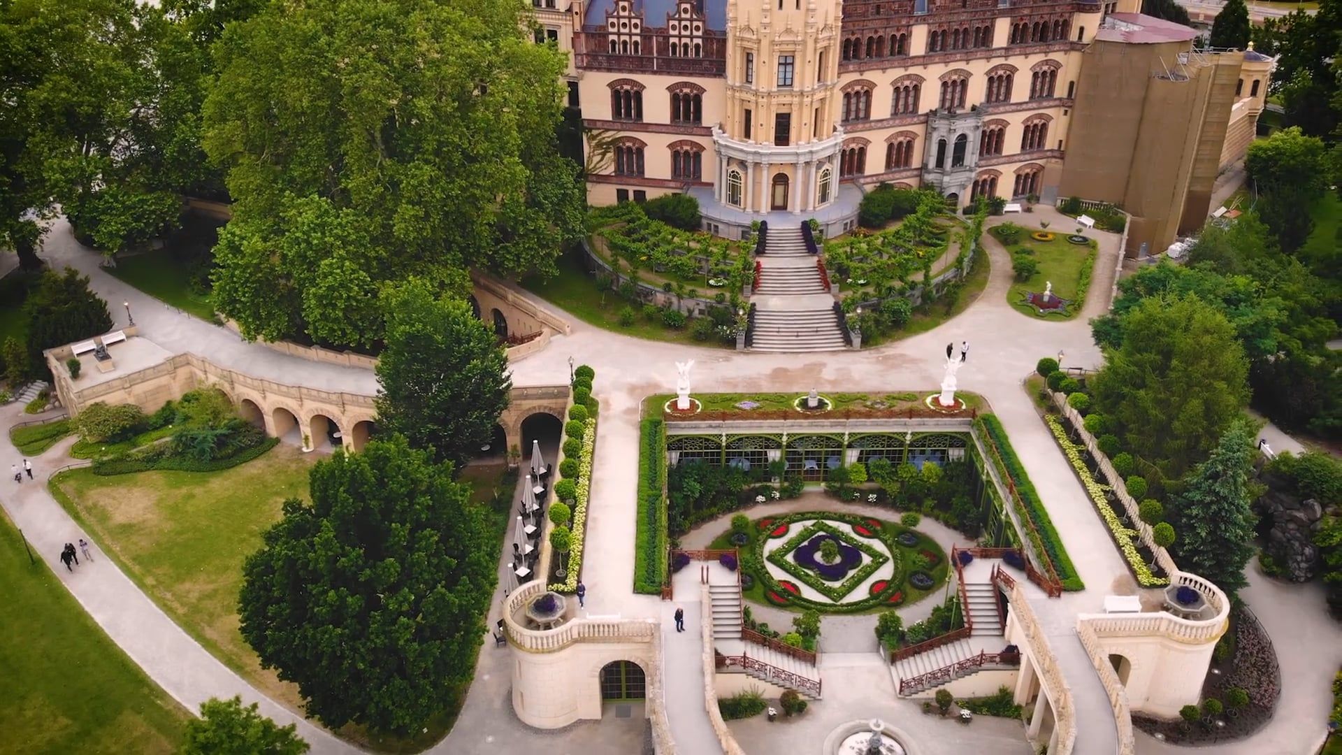 Time Lapse Footage Of Crowd Of People Touring Around A Castle And Its ...