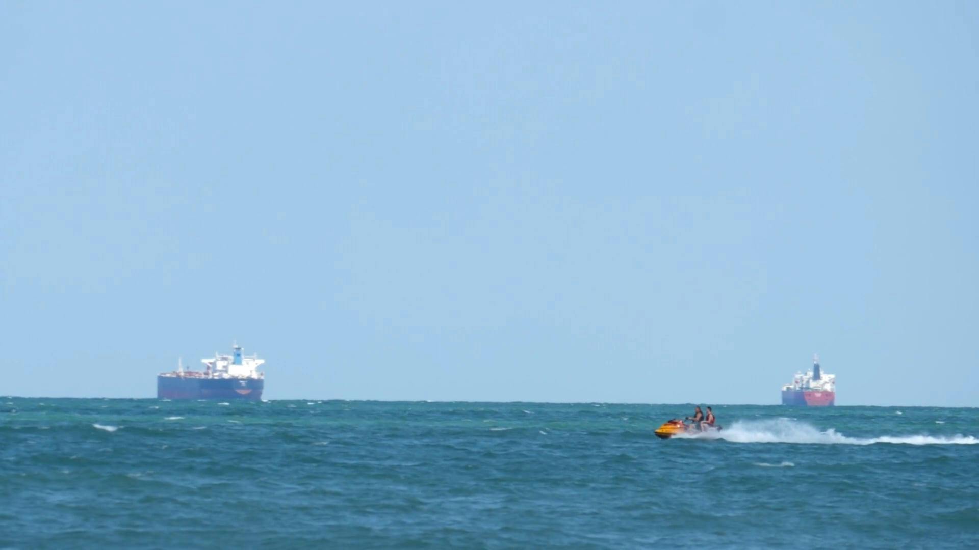 Drone Tracking A Jet Ski Rider In The Open Sea Free Stock Video Footage ...