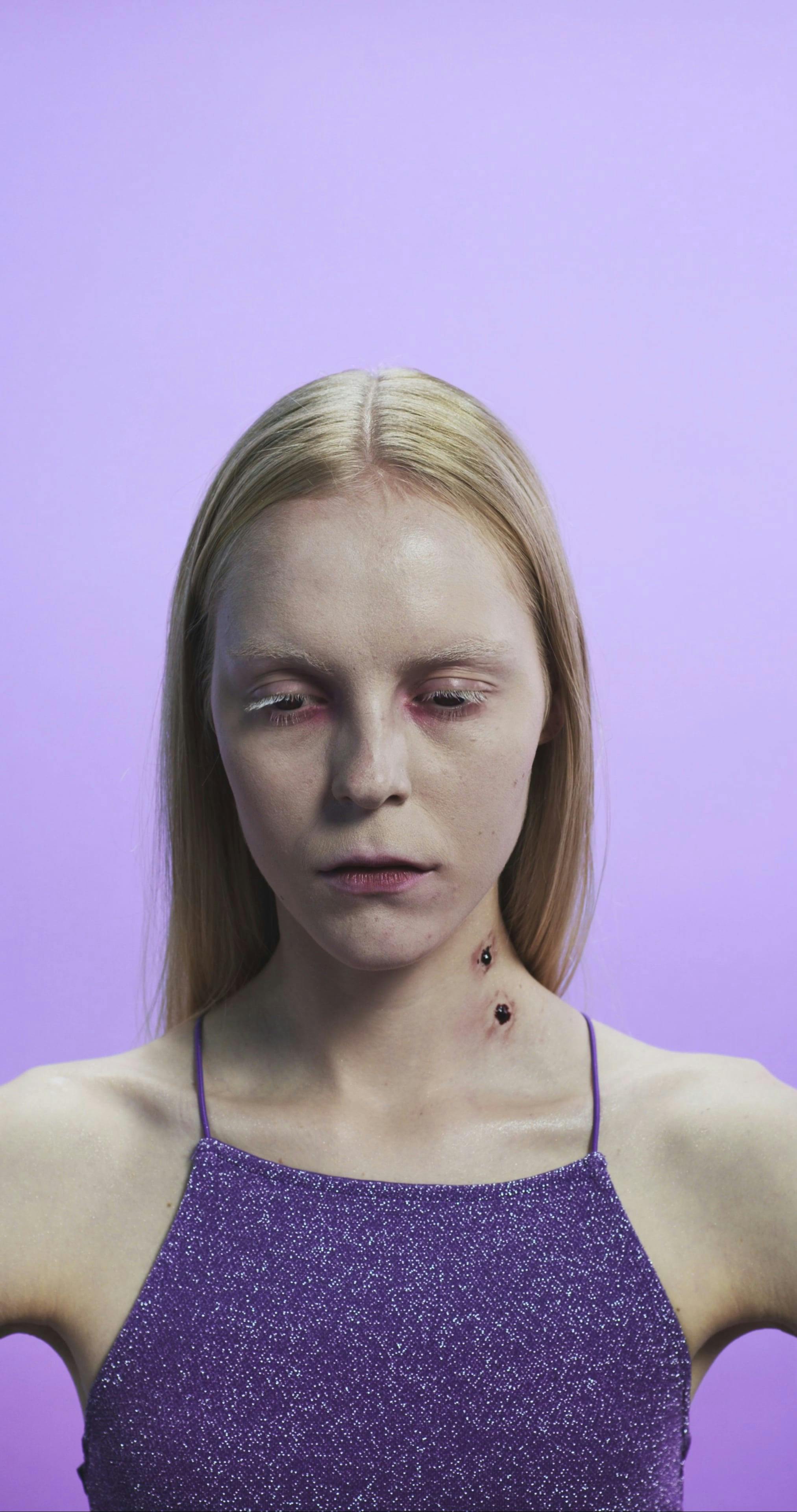 Woman with Vampire Bite on her Neck · Free Stock Video