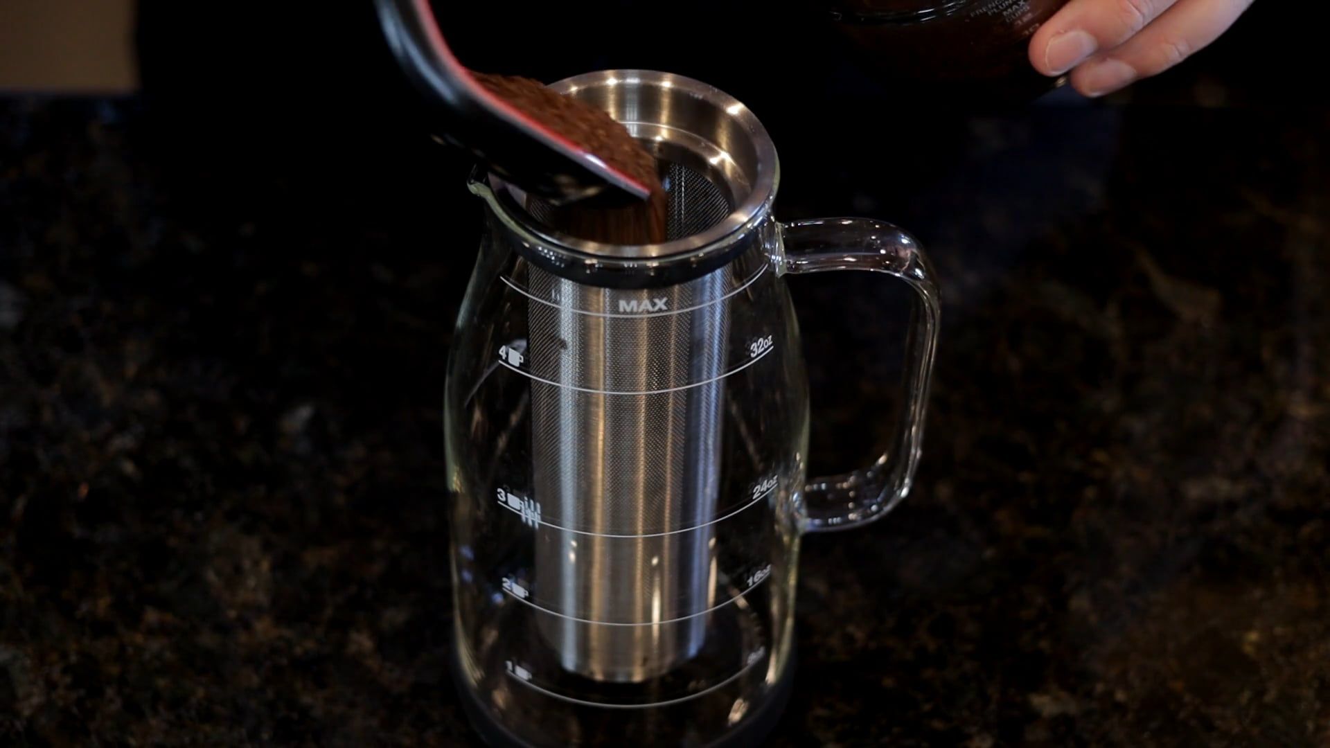 Adding Crushed Coffee Beans to the Coffee Maker Free Stock Video ...