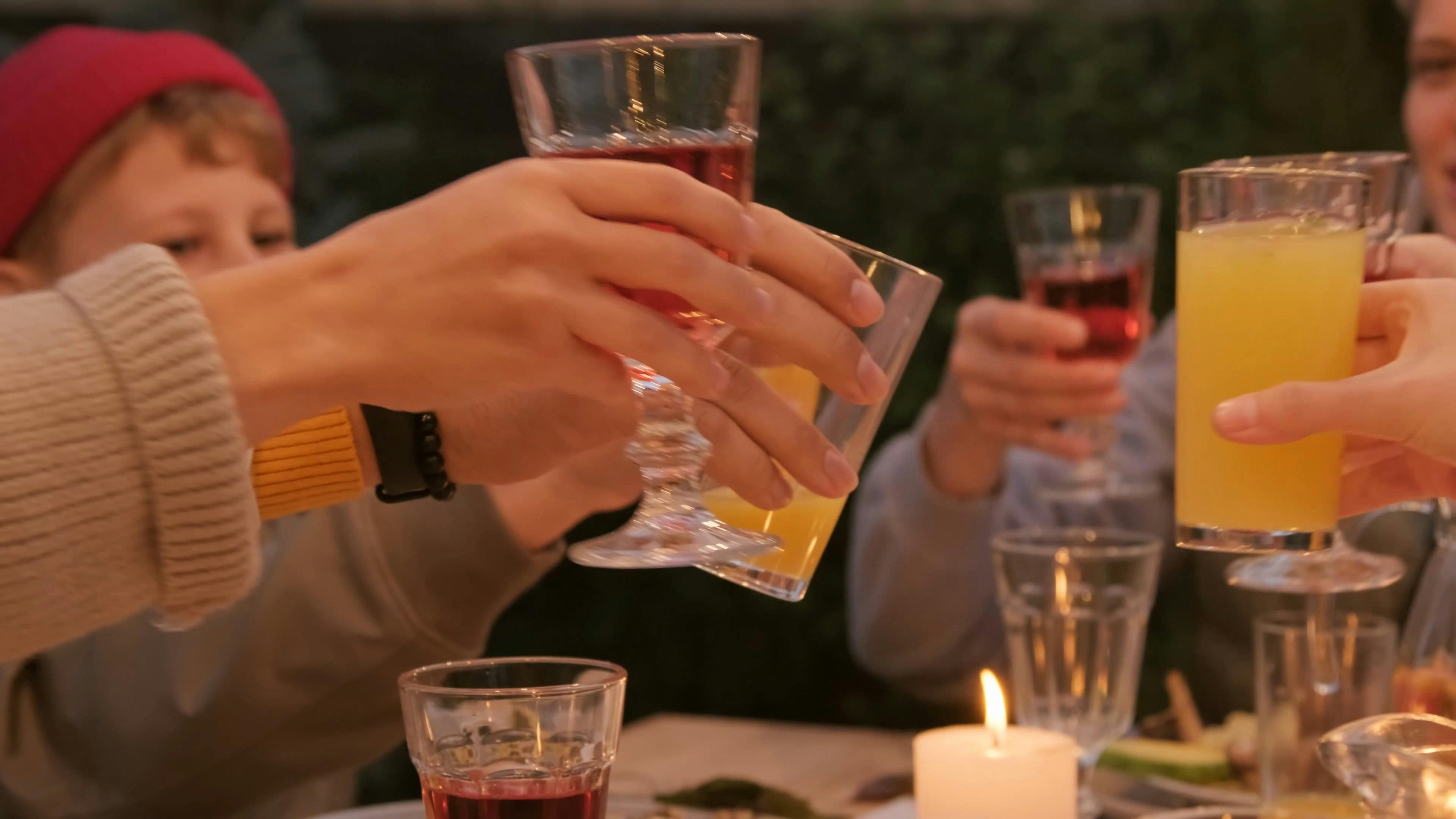 Close-Up View of People Toasting · Free Stock Video