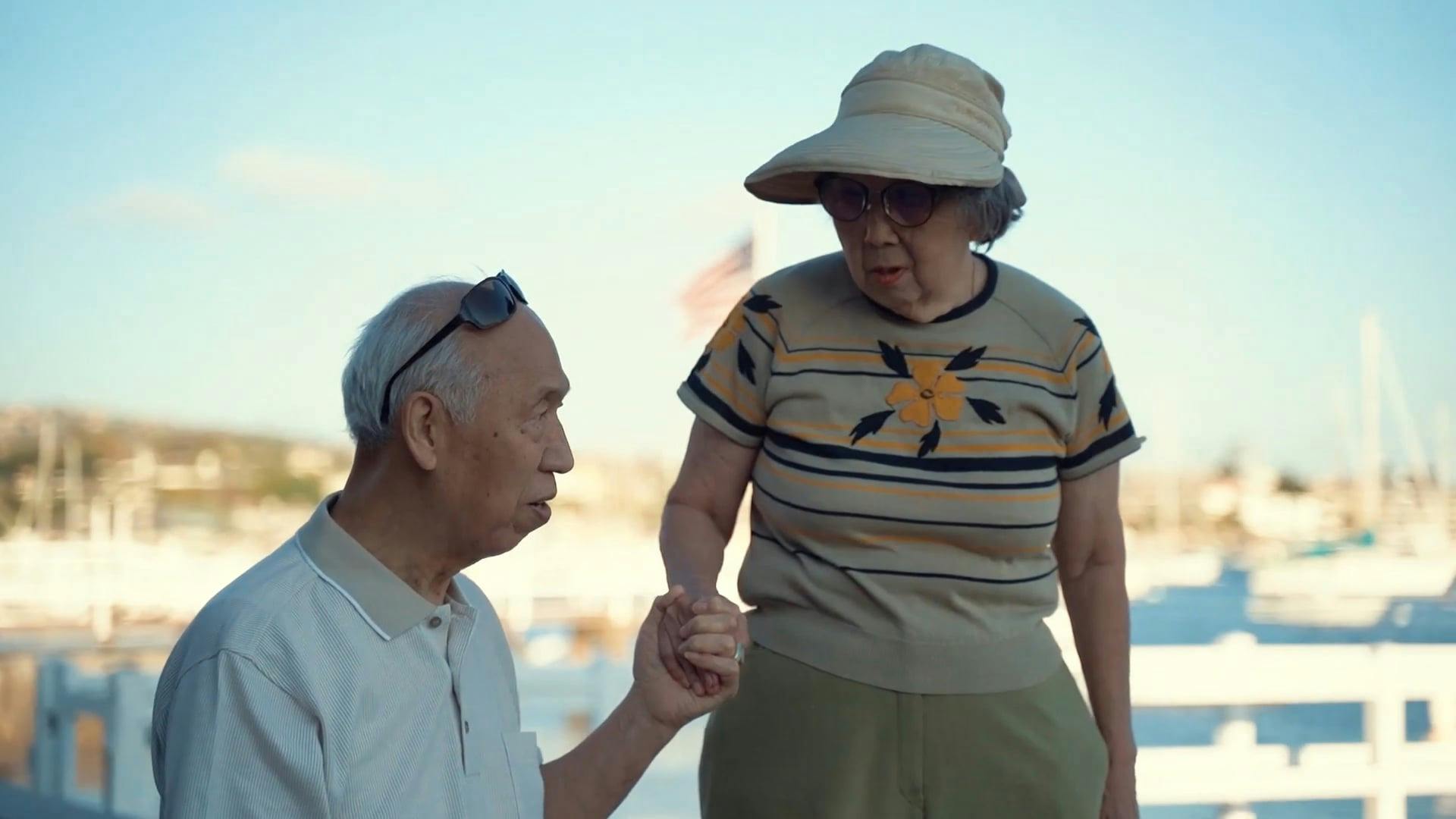 An Elderly Man Guiding His Partner In Walking · Free Stock Video