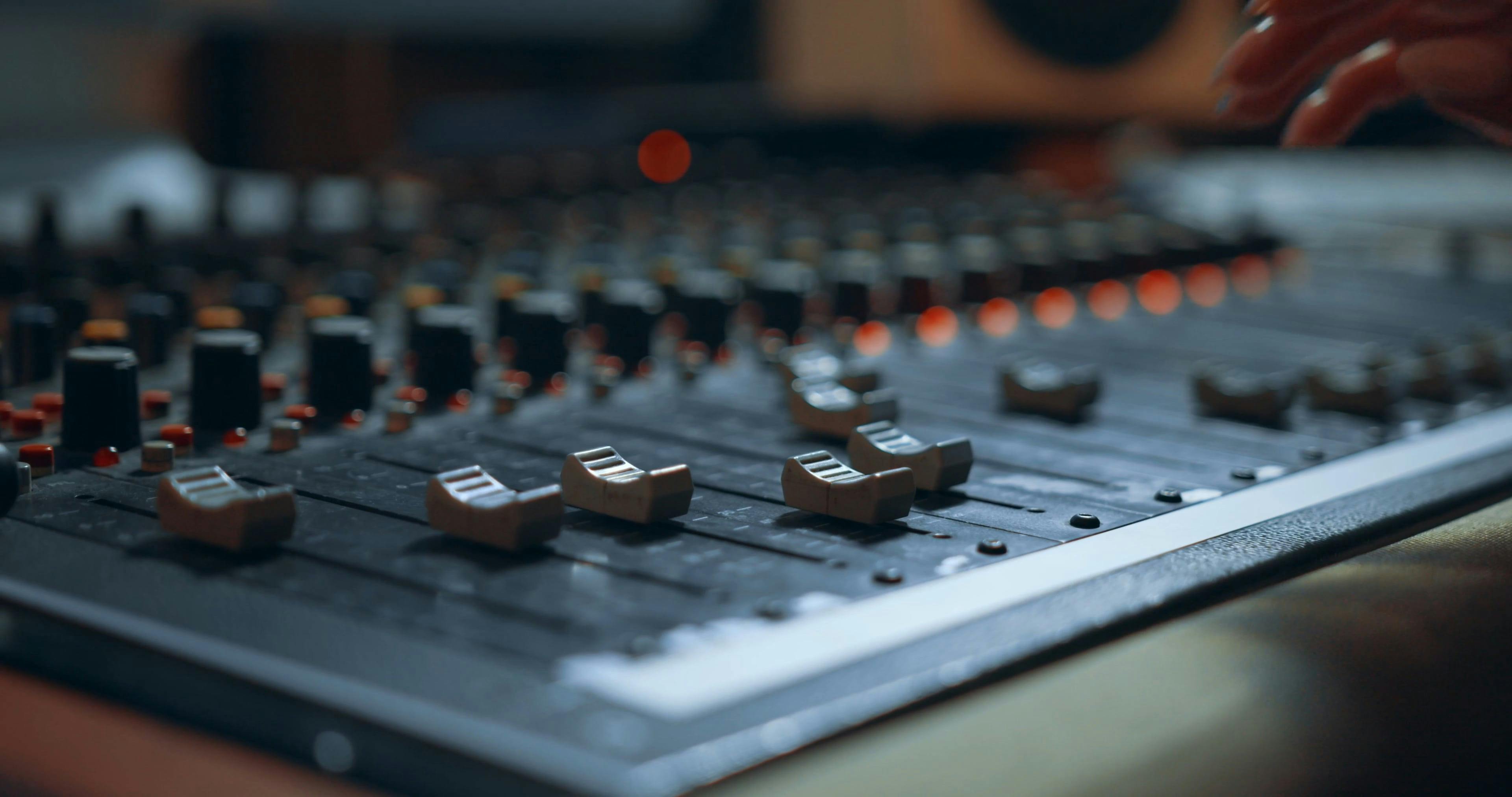 Slide Control In A Sound Mixing Panel · Free Stock Video