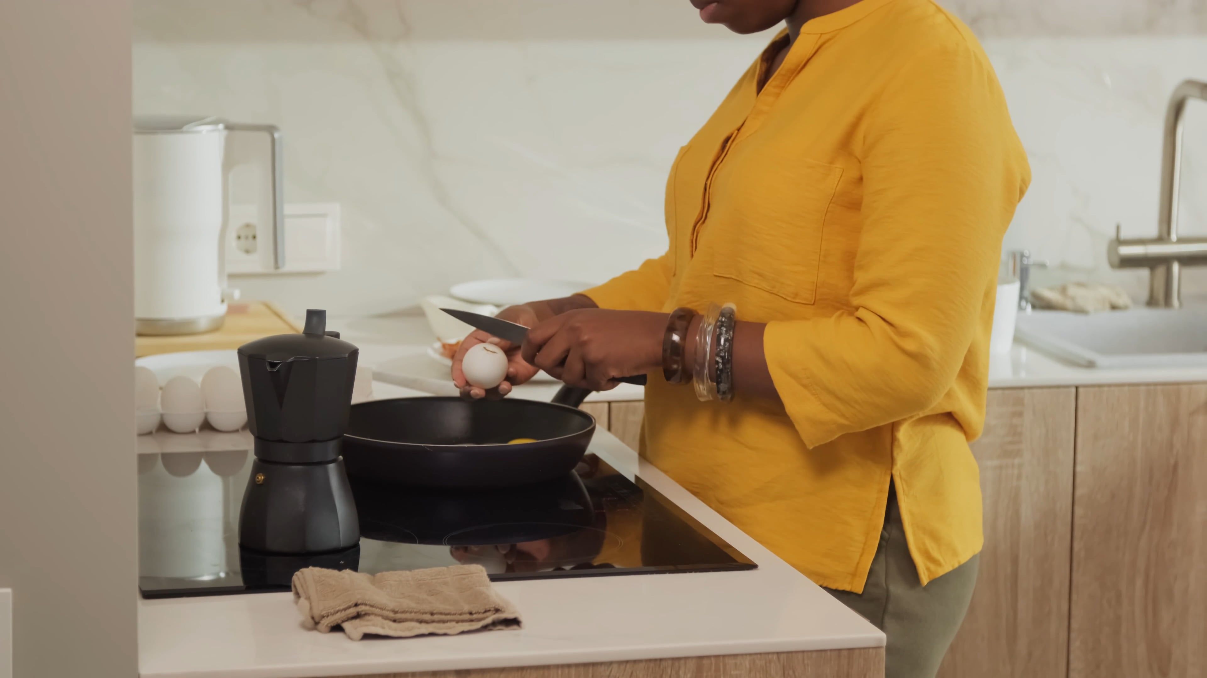 A Woman Cooking Eggs for Breakfast Free Stock Video Footage, Royalty ...