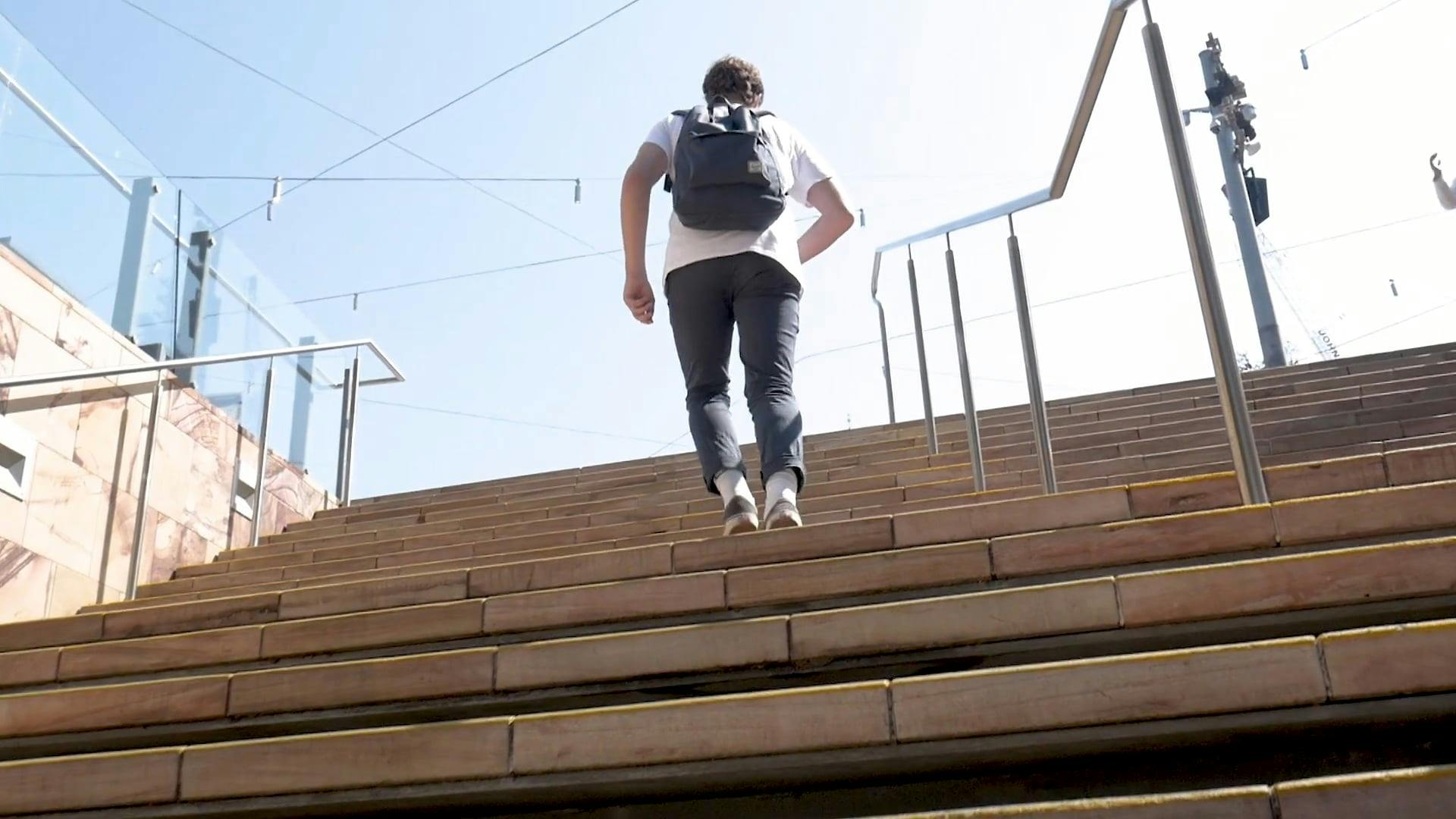 A Man Climbing the Stairs Free Stock Video Footage, Royalty-Free 4K ...