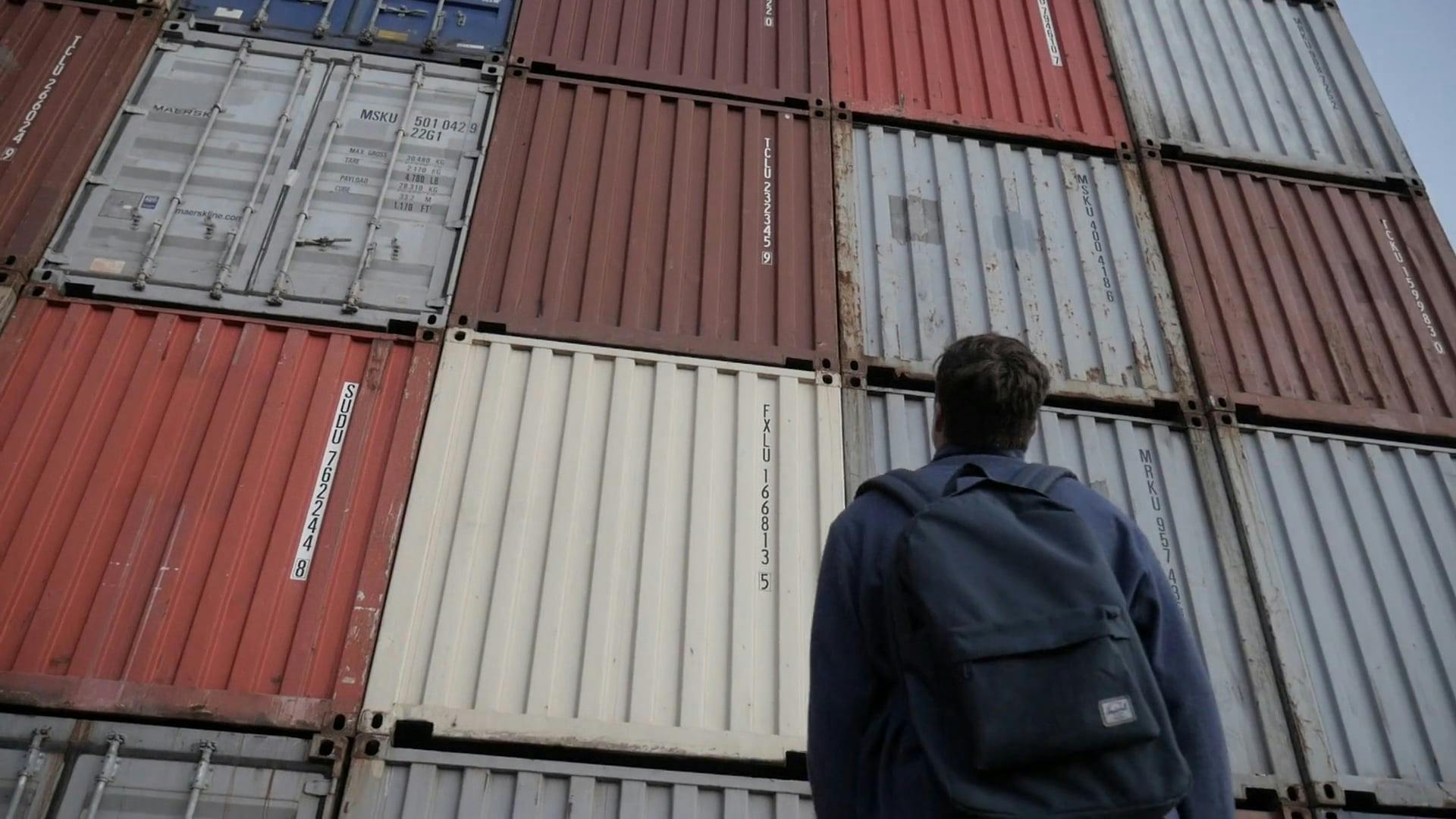 Man Looking at the Huge Shipping Containers Free Stock Video Footage ...