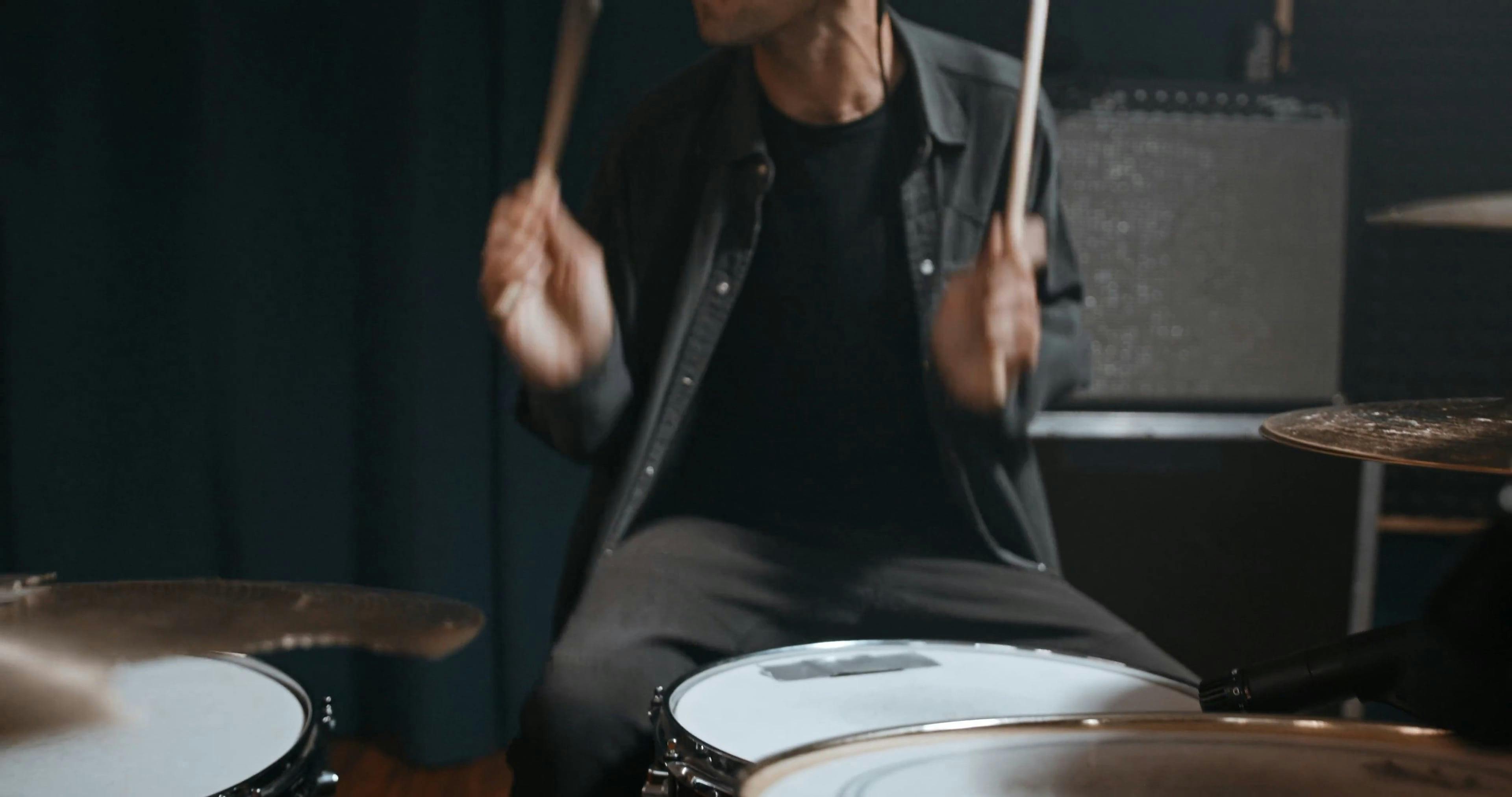 A Man Skillfully Playing His Drums · Free Stock Video