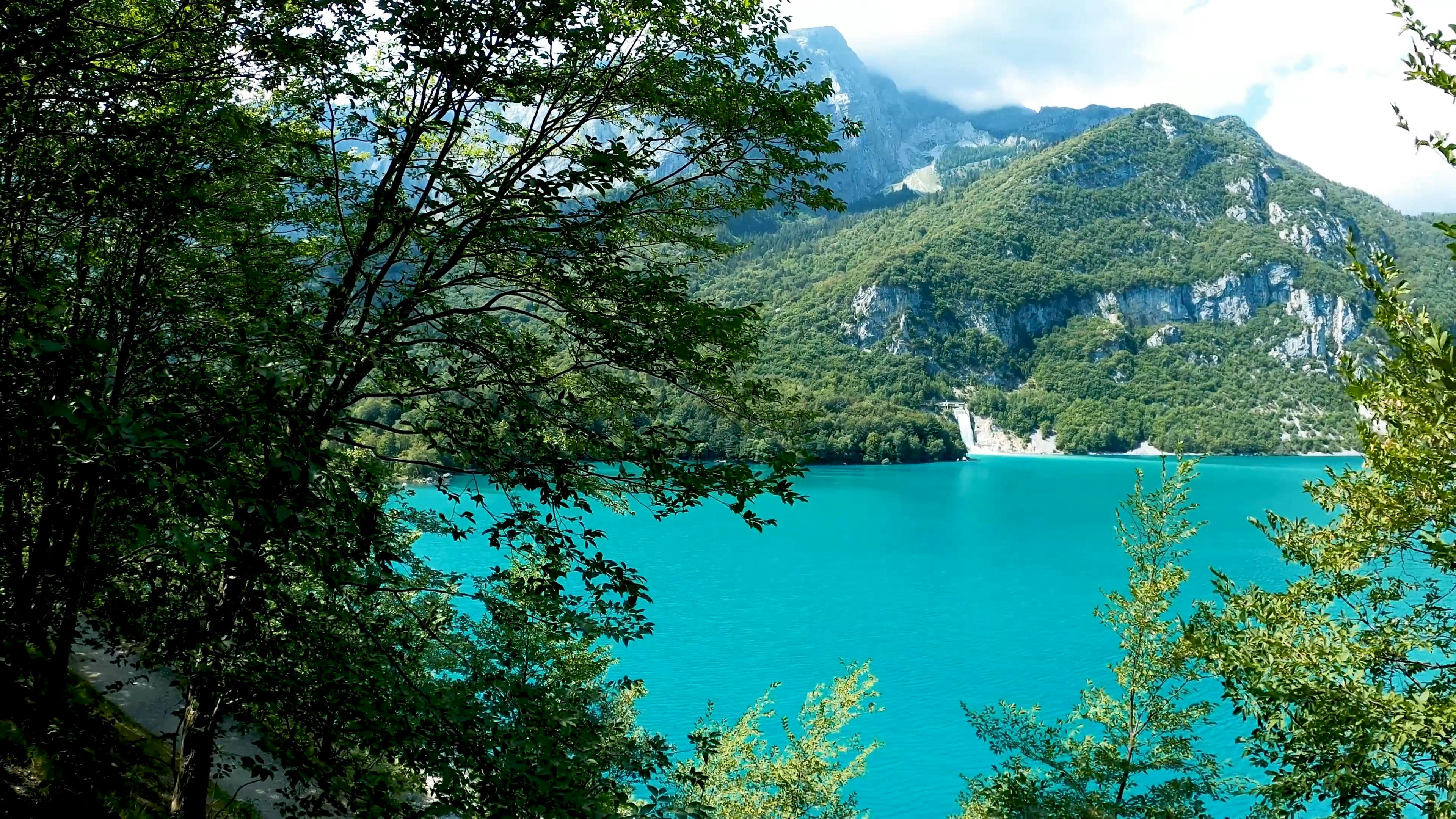 Blue Lake with Mountains Landscape Free Stock Video Footage, Royalty ...