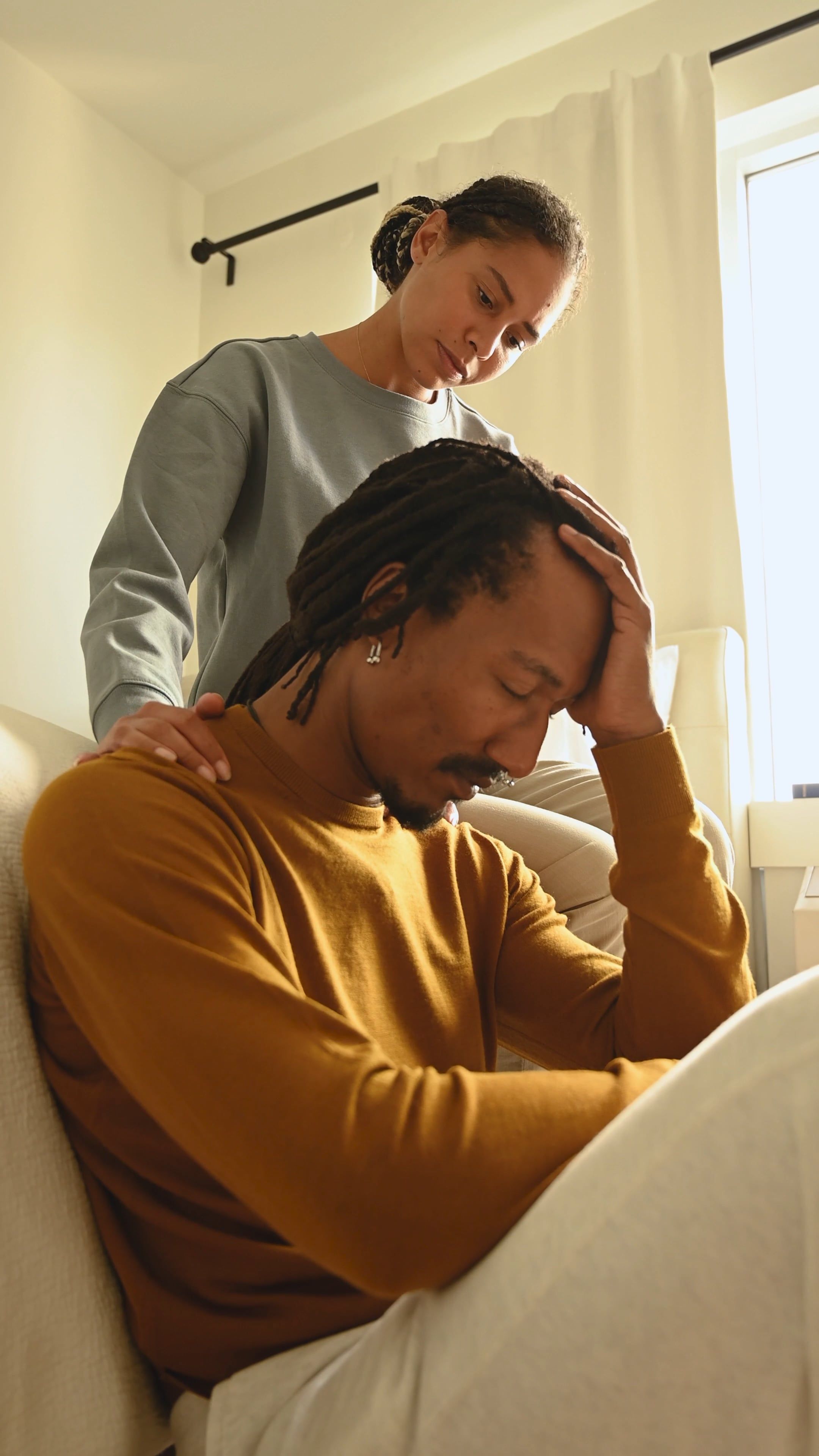 A Woman Comforting a Man · Free Stock Video