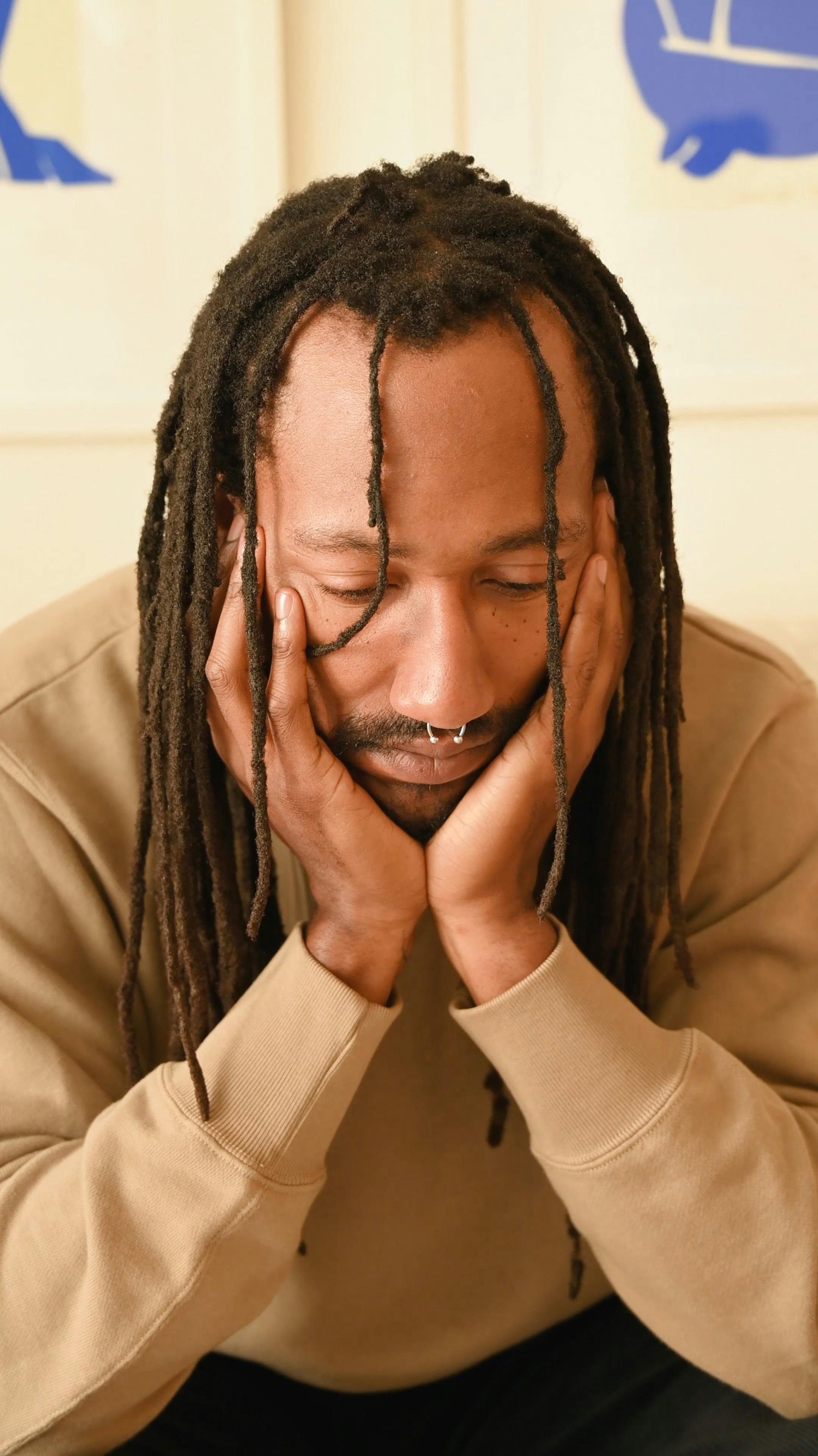 Vertical Shot of a Sad Man · Free Stock Video