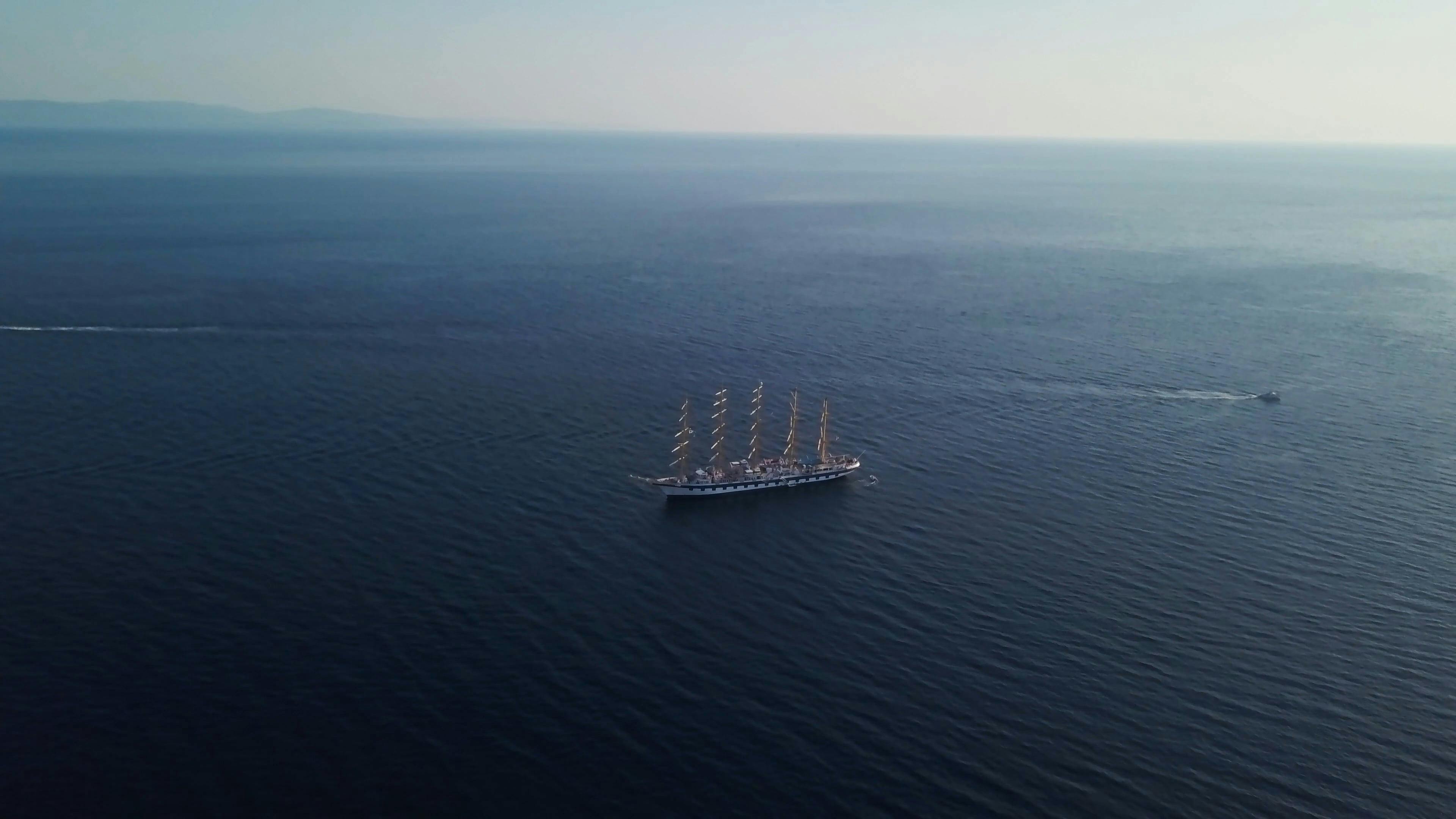 Drone Footage of a Ship Sailing on the Sea · Free Stock Video