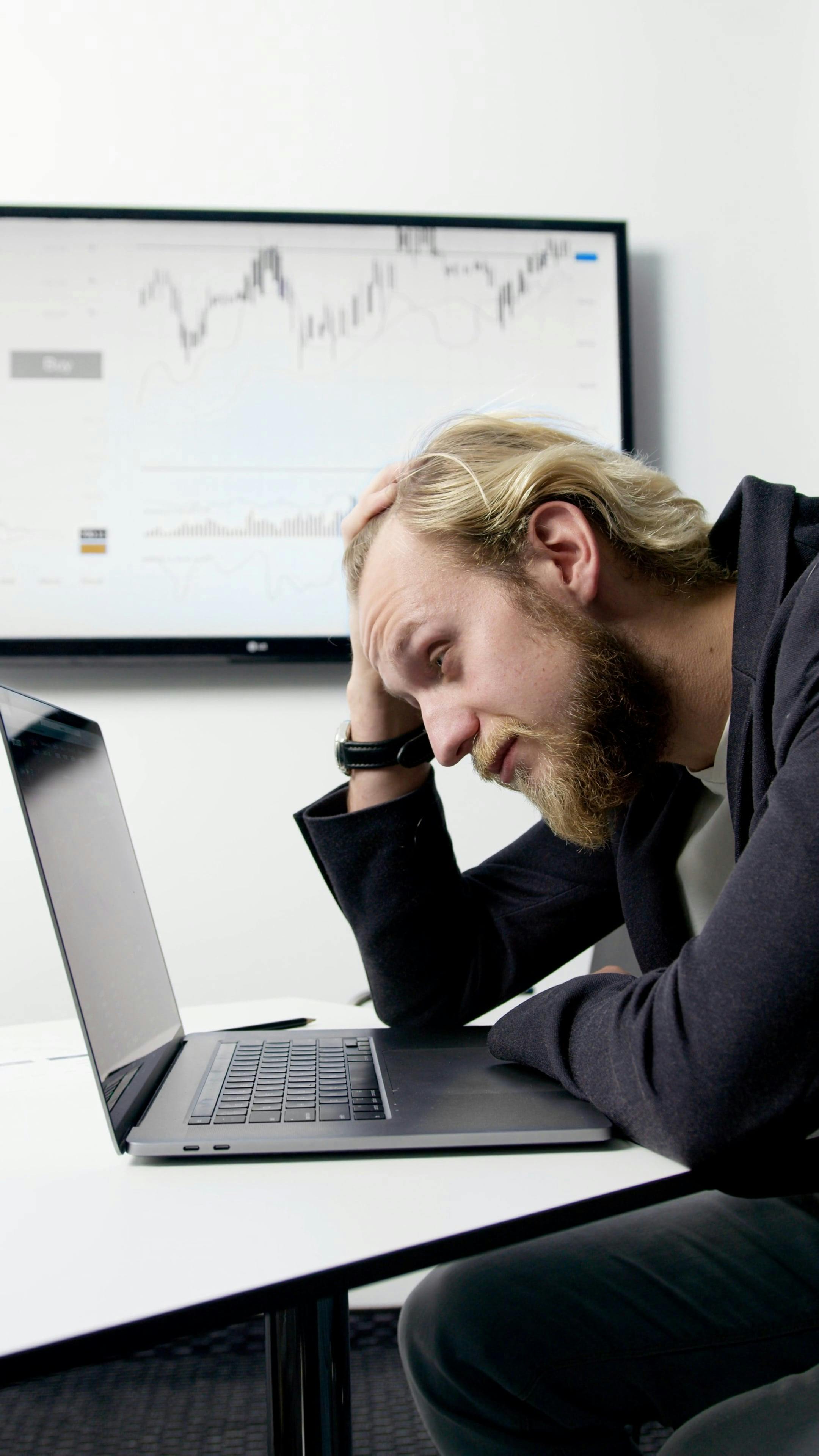 A Man Looking Problematic while Looking at His Laptop Free Stock Video ...