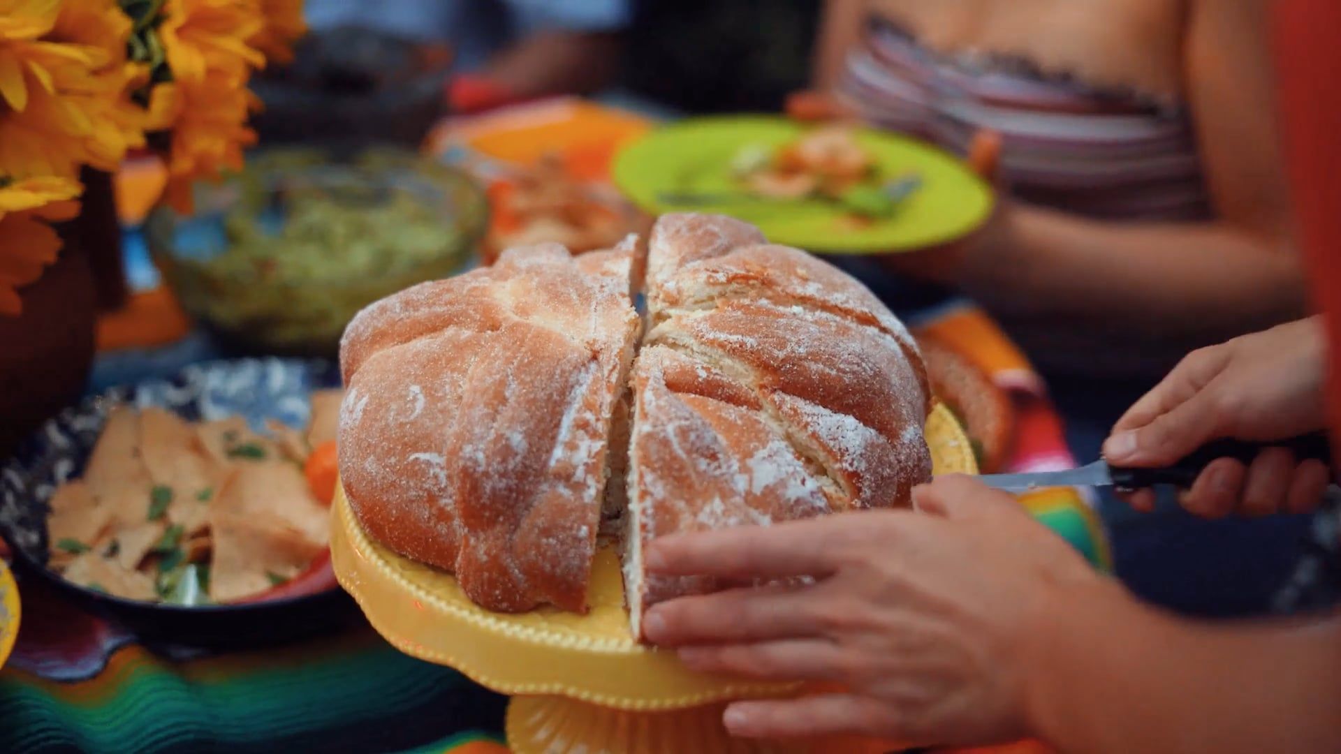 Woman Putting Sliced Bread on Plates Free Stock Video Footage, Royalty ...