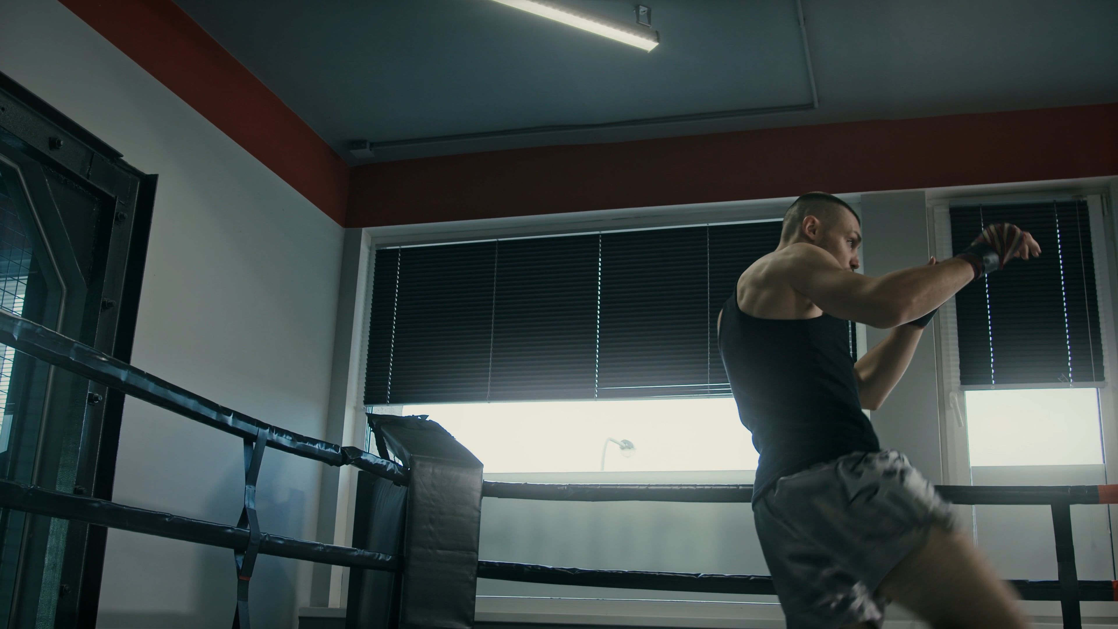 A Man Punching On Air Rapidly In Training · Free Stock Video