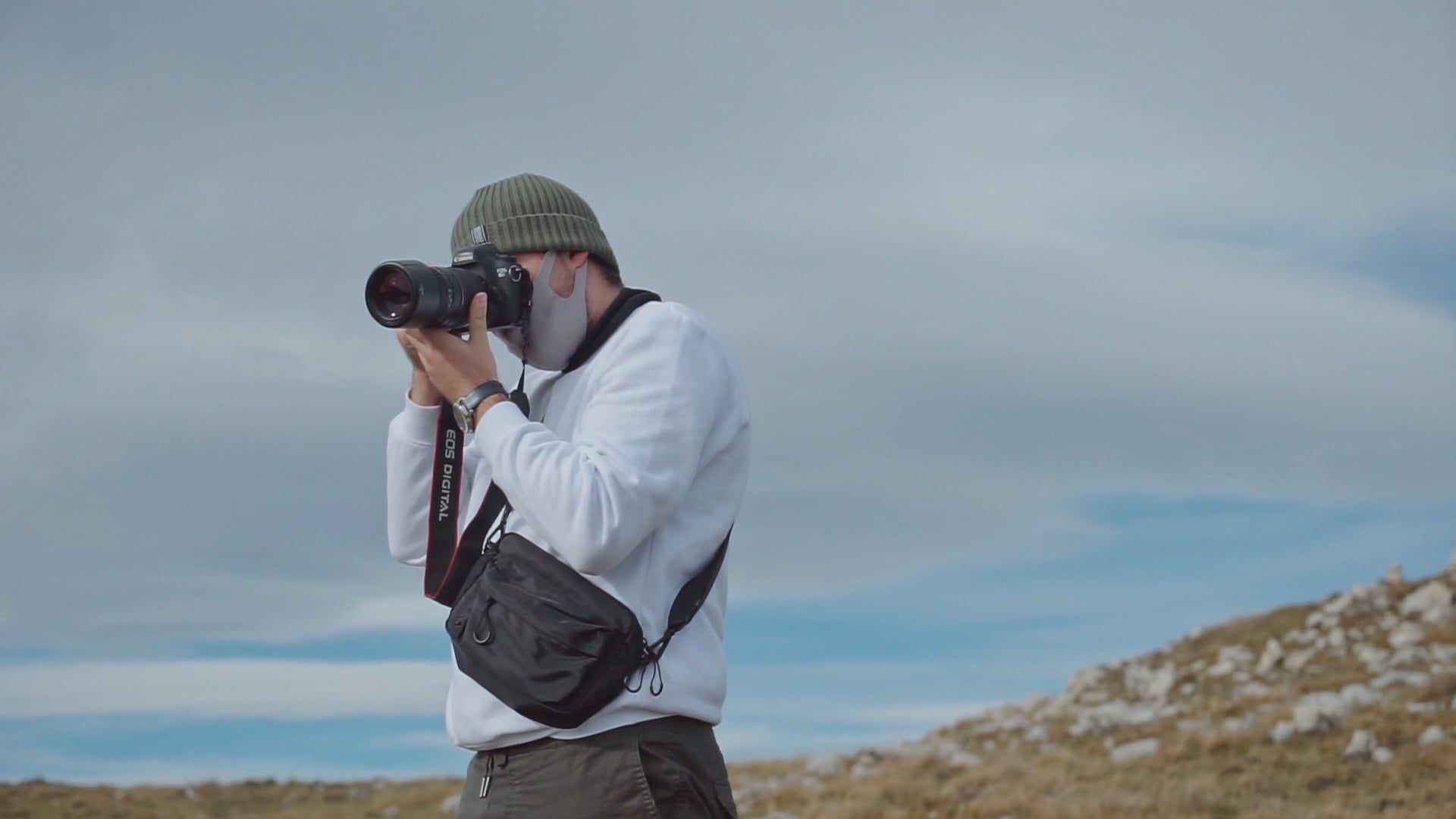 Photographer With Face Mask Holding a Camera Free Stock Video Footage ...