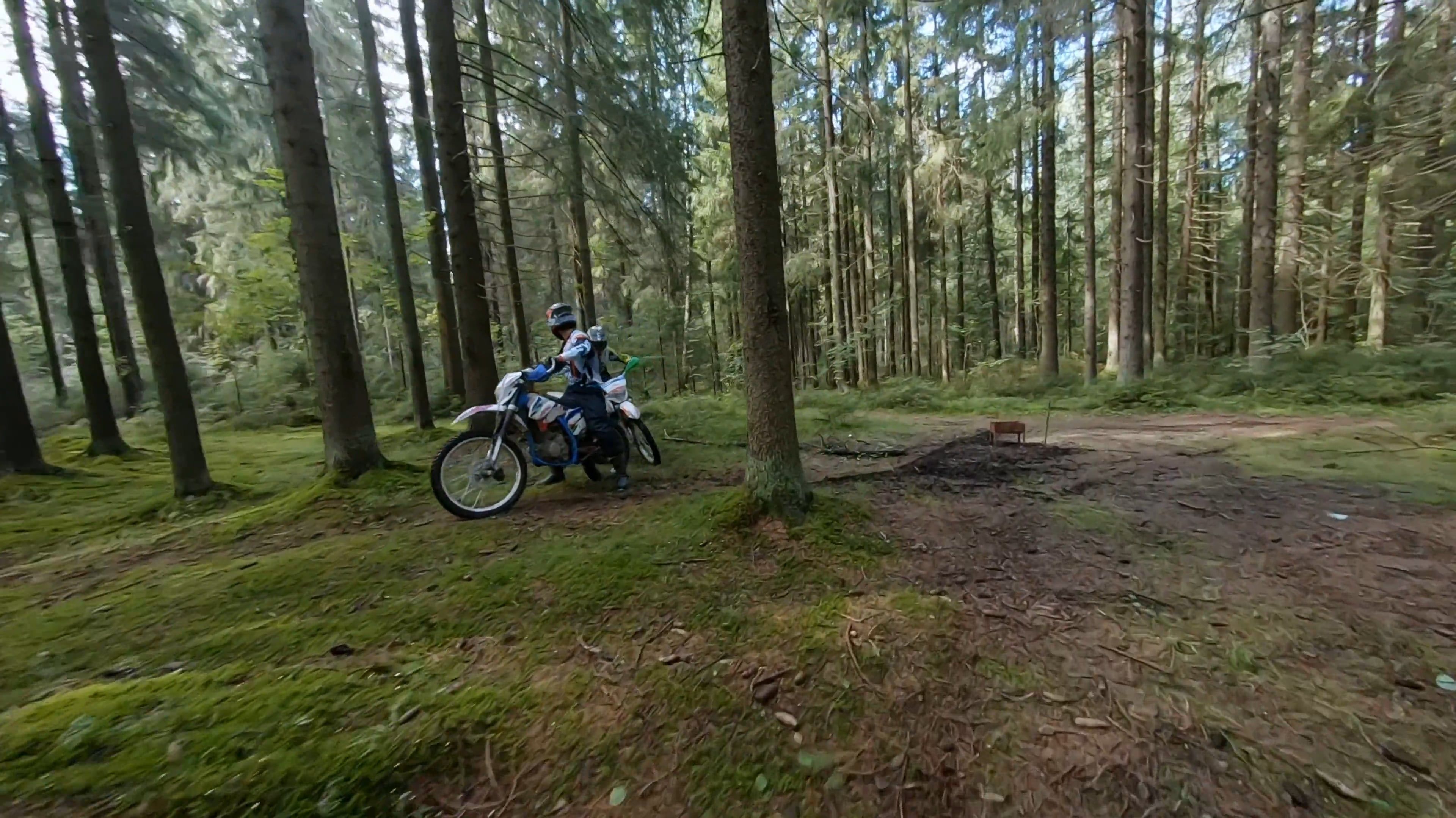 Aerial Footage of Two Motocyclists in the Forest Free Stock Video ...