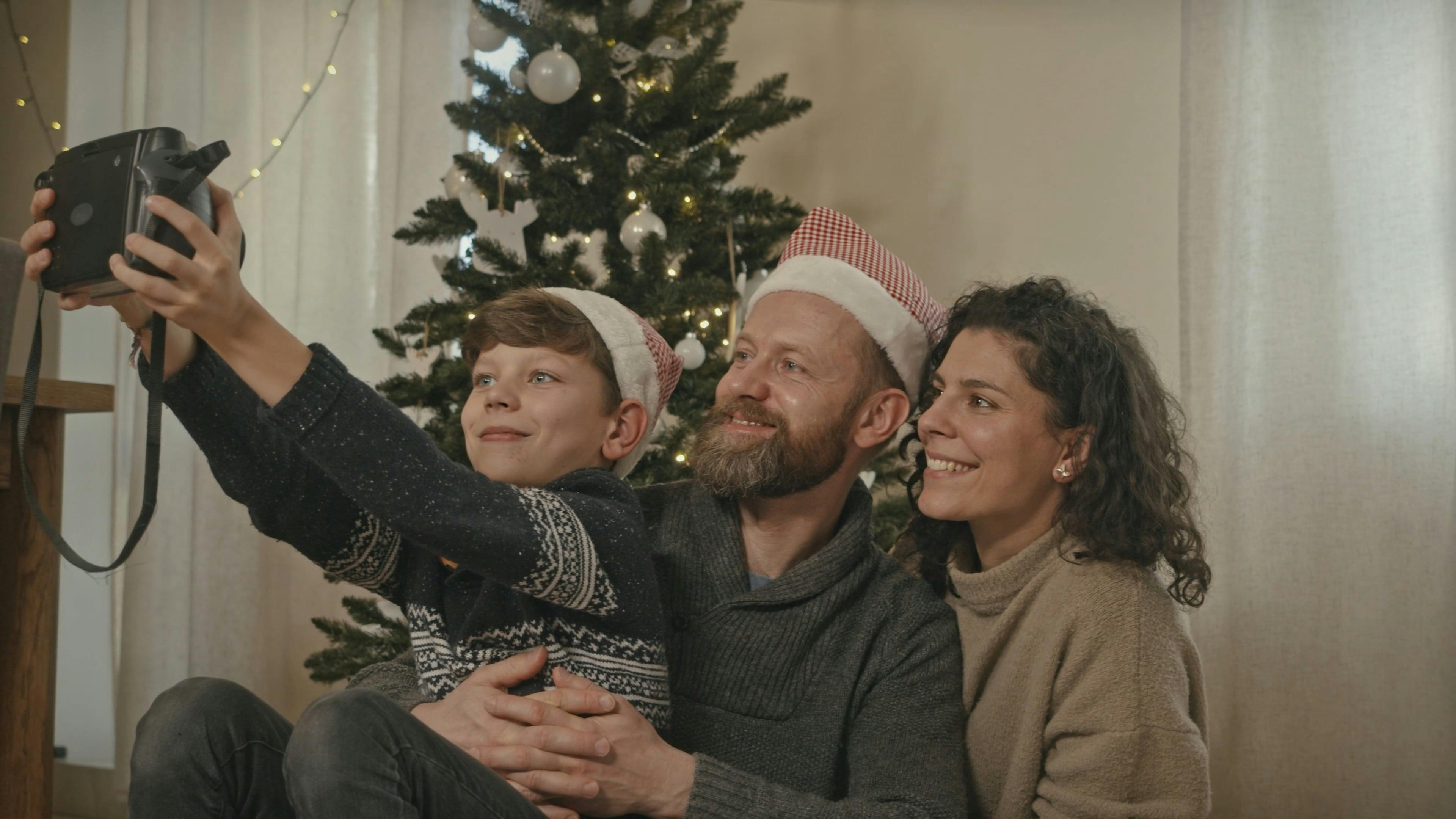 A Family Taking a Groupie Shot Using Polaroid Free Stock Video Footage ...