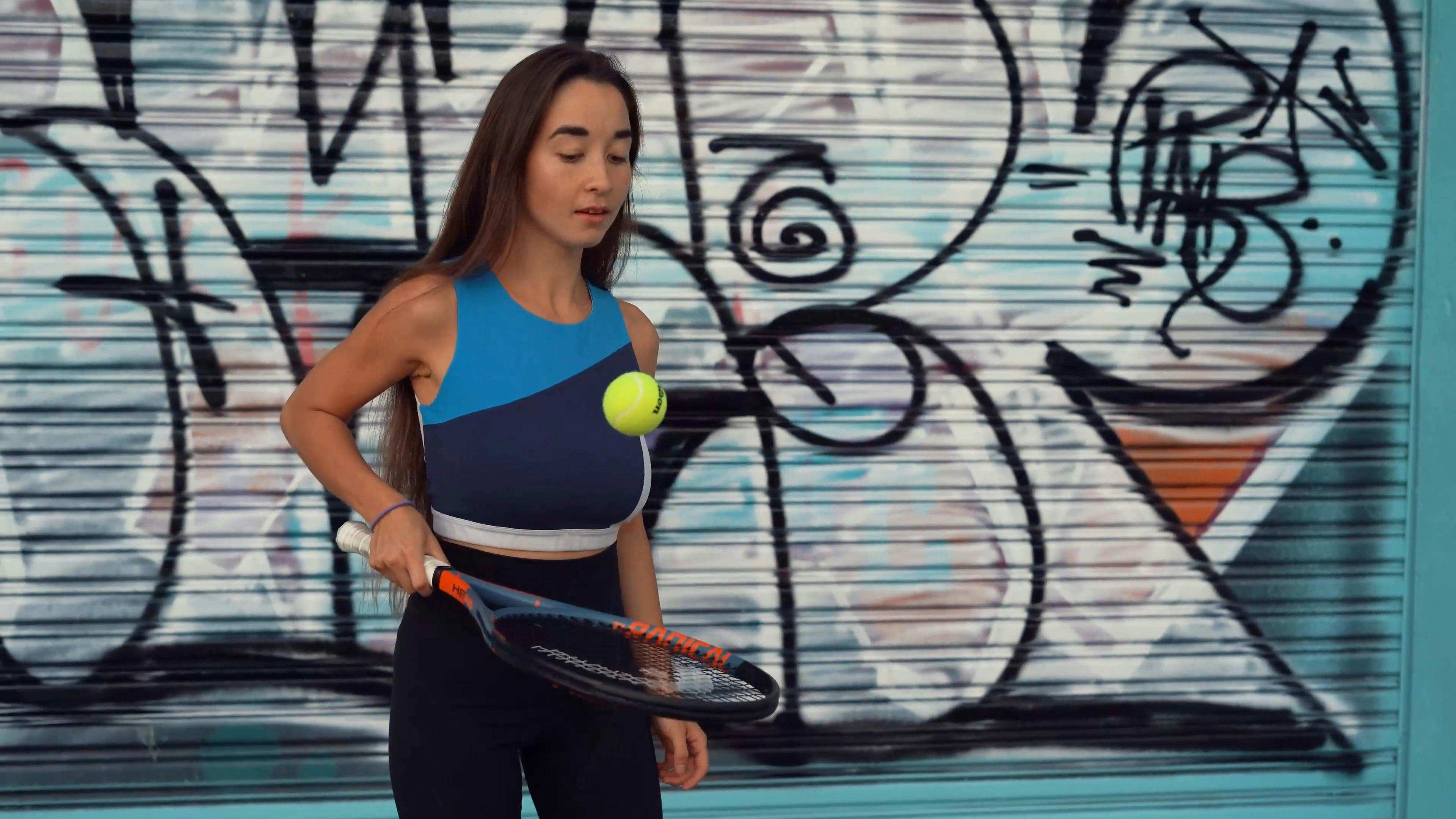 Woman using Tennis Racket and Ball Free Stock Video Footage, Royalty ...