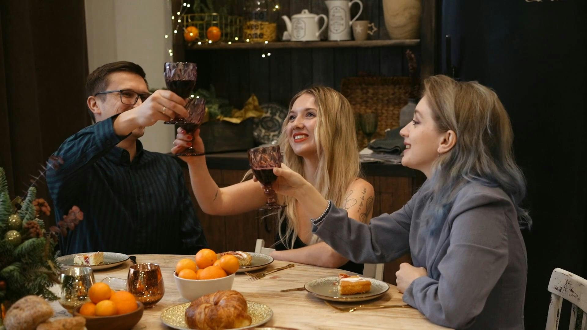 People Attending A Party Gathers For A Glass Toss Free Stock Video ...