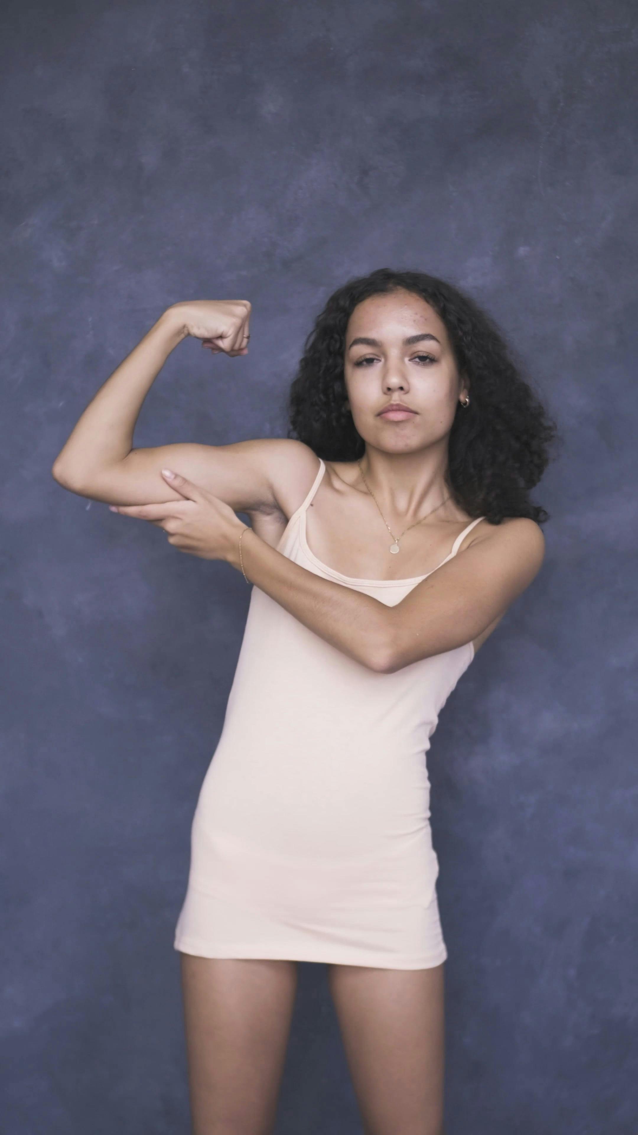 A Skinny Girl Showing her Muscles Free Stock Video Footage, Royalty ...