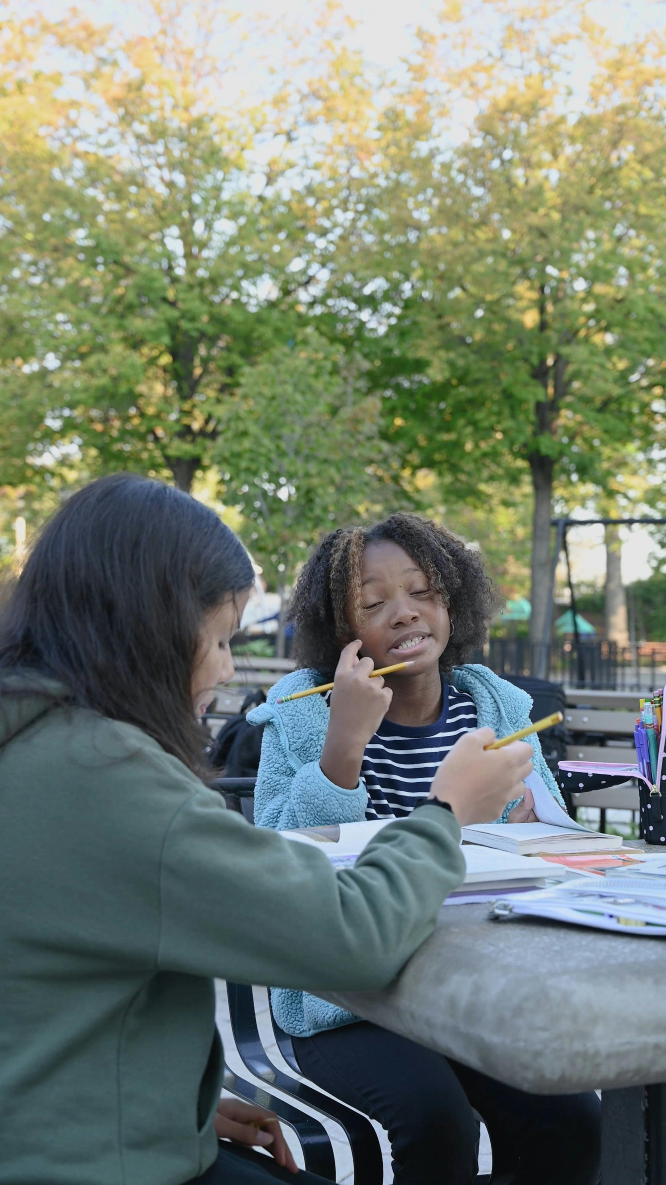 Young Students Doing Homework Outdoors Free Stock Video Footage ...