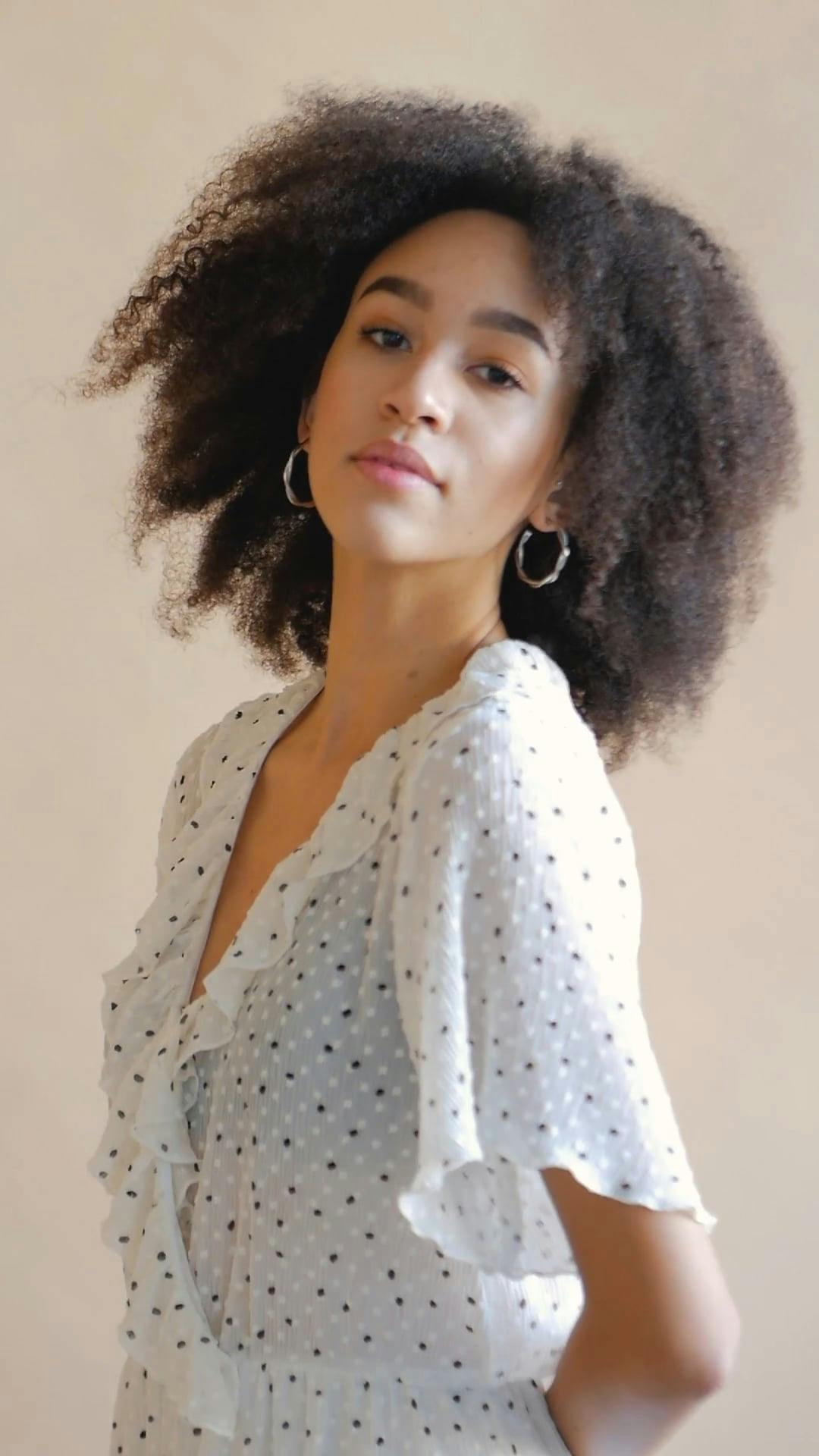 Curly Woman Looking at Camera and Posing Free Stock Video Footage ...