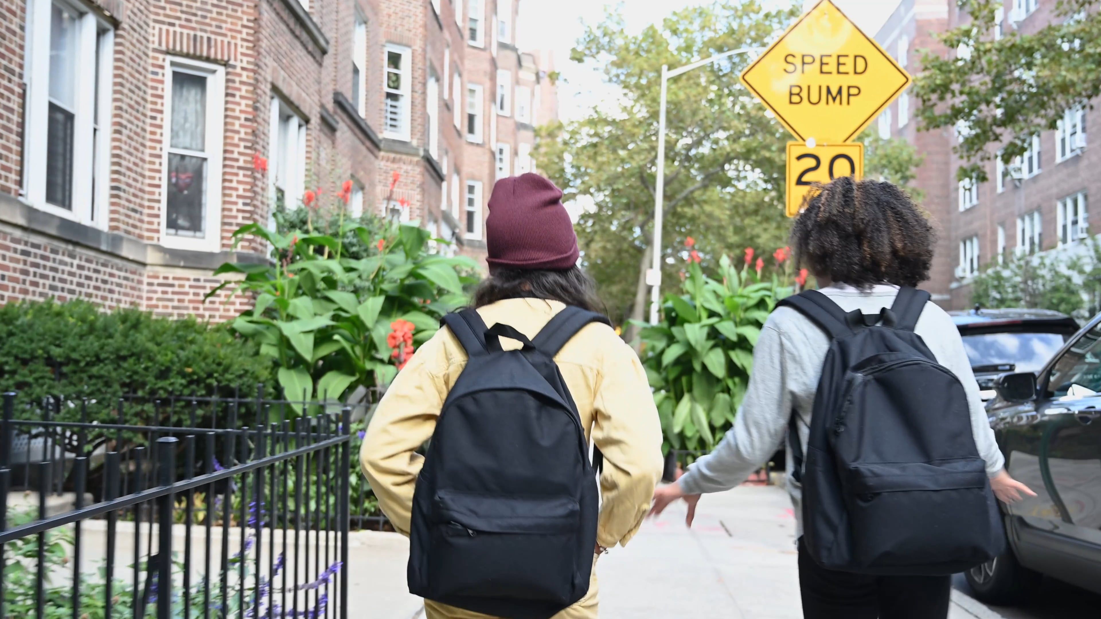 Two Children With Backpacks Walking Together Free Stock Video Footage ...