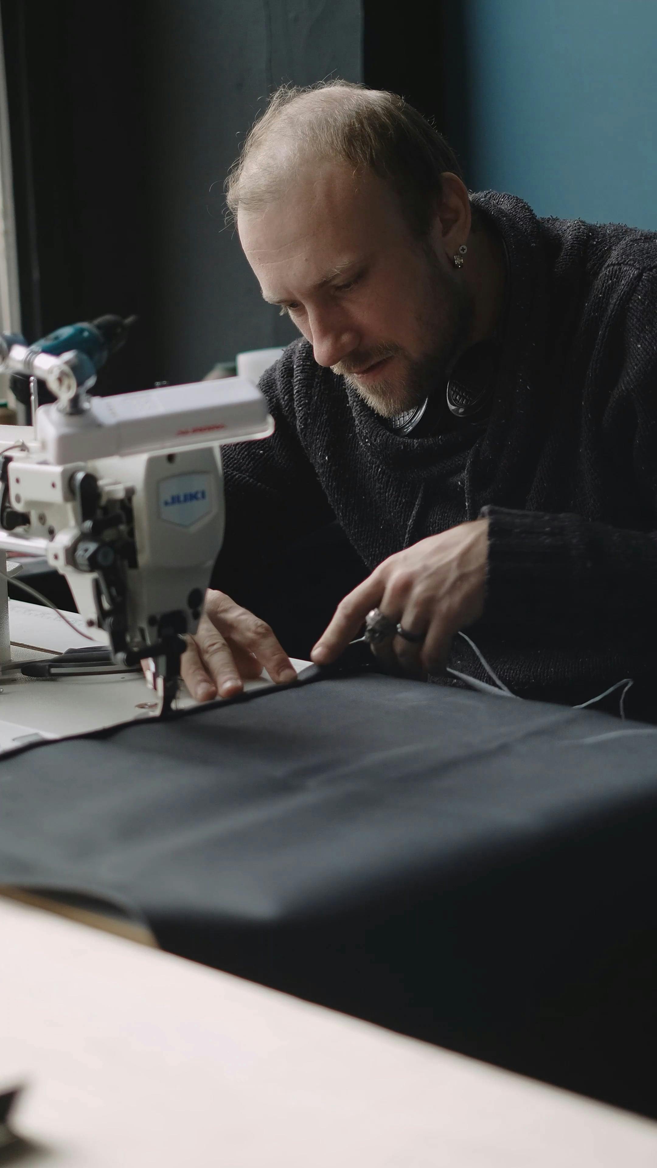 Man Sewing · Free Stock Video