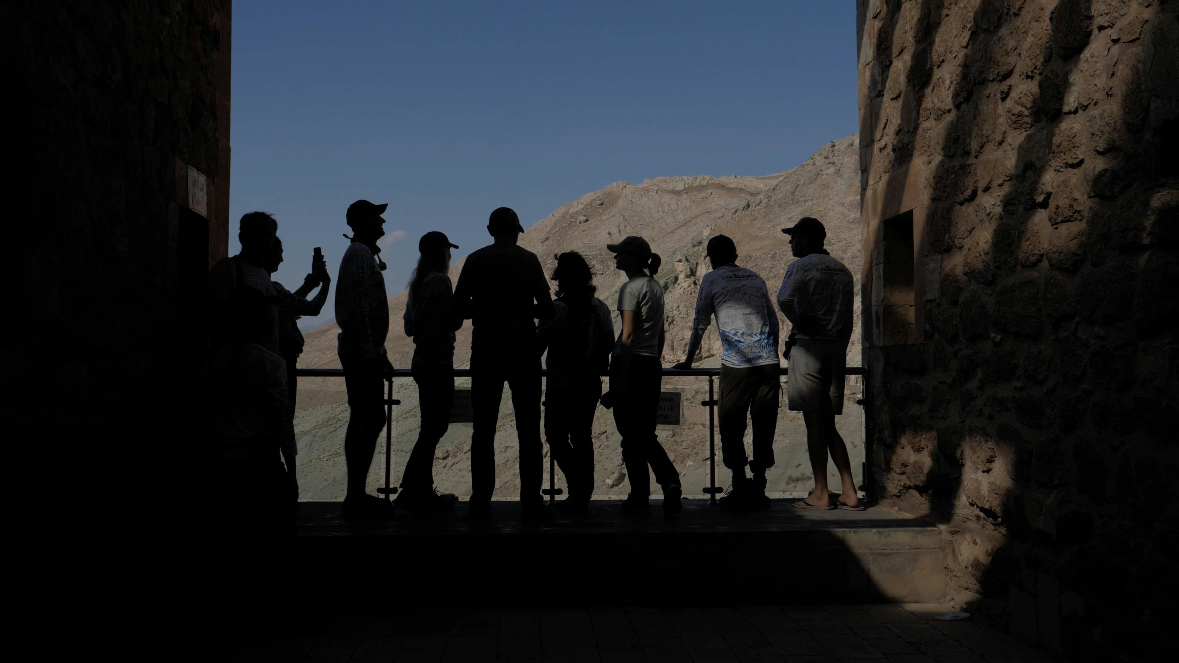 Group of People Overlooking Beautiful Landscape · Free Stock Video