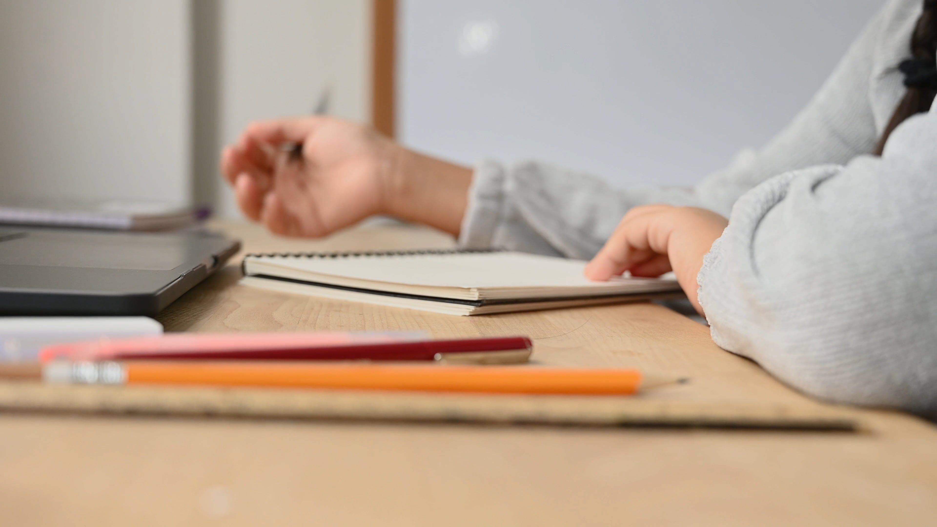 Close up of Schoolgirl Writing in Notebook Free Stock Video Footage ...
