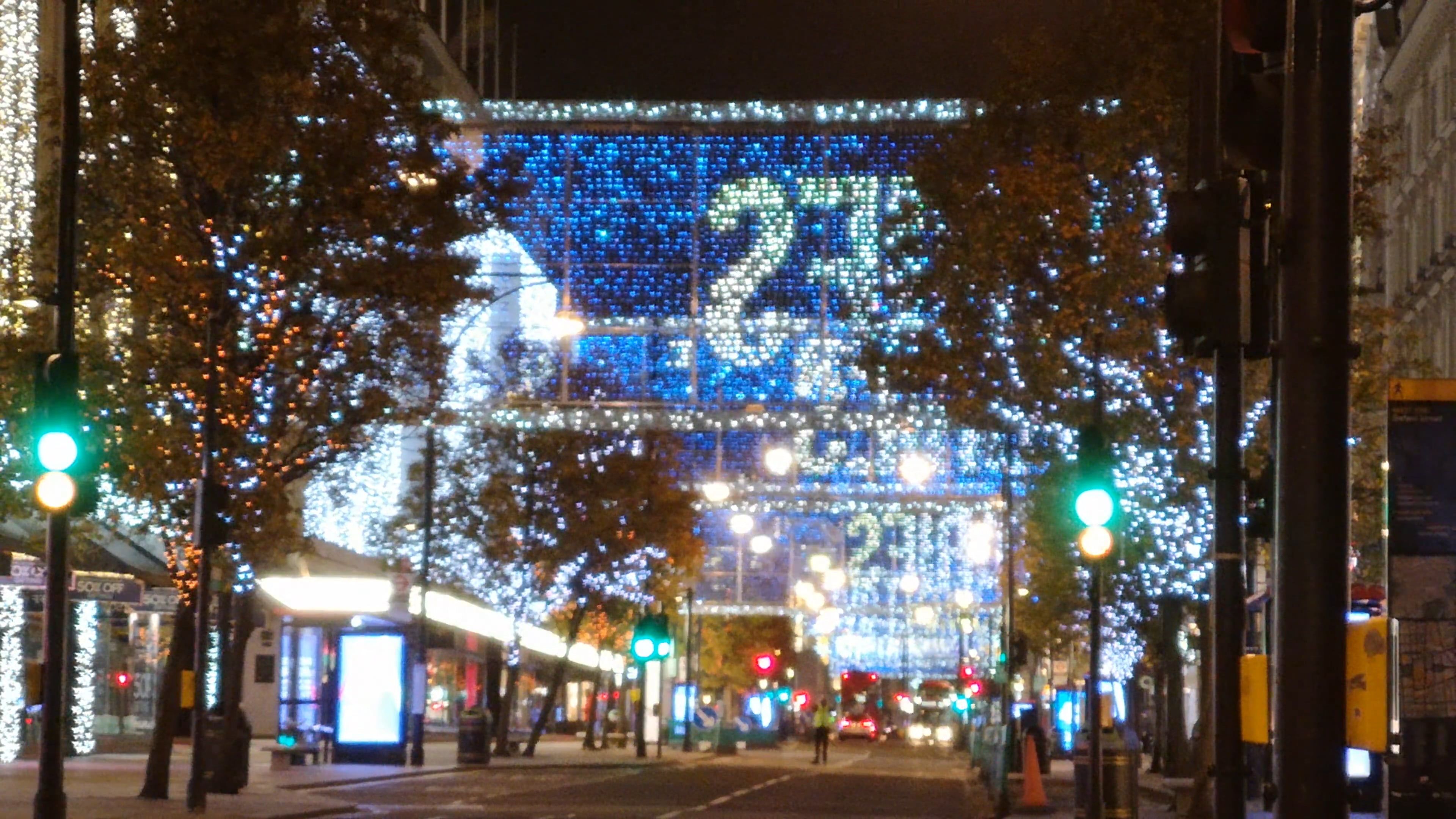 City Street With Christmas Lights Decor Free Stock Video Footage ...