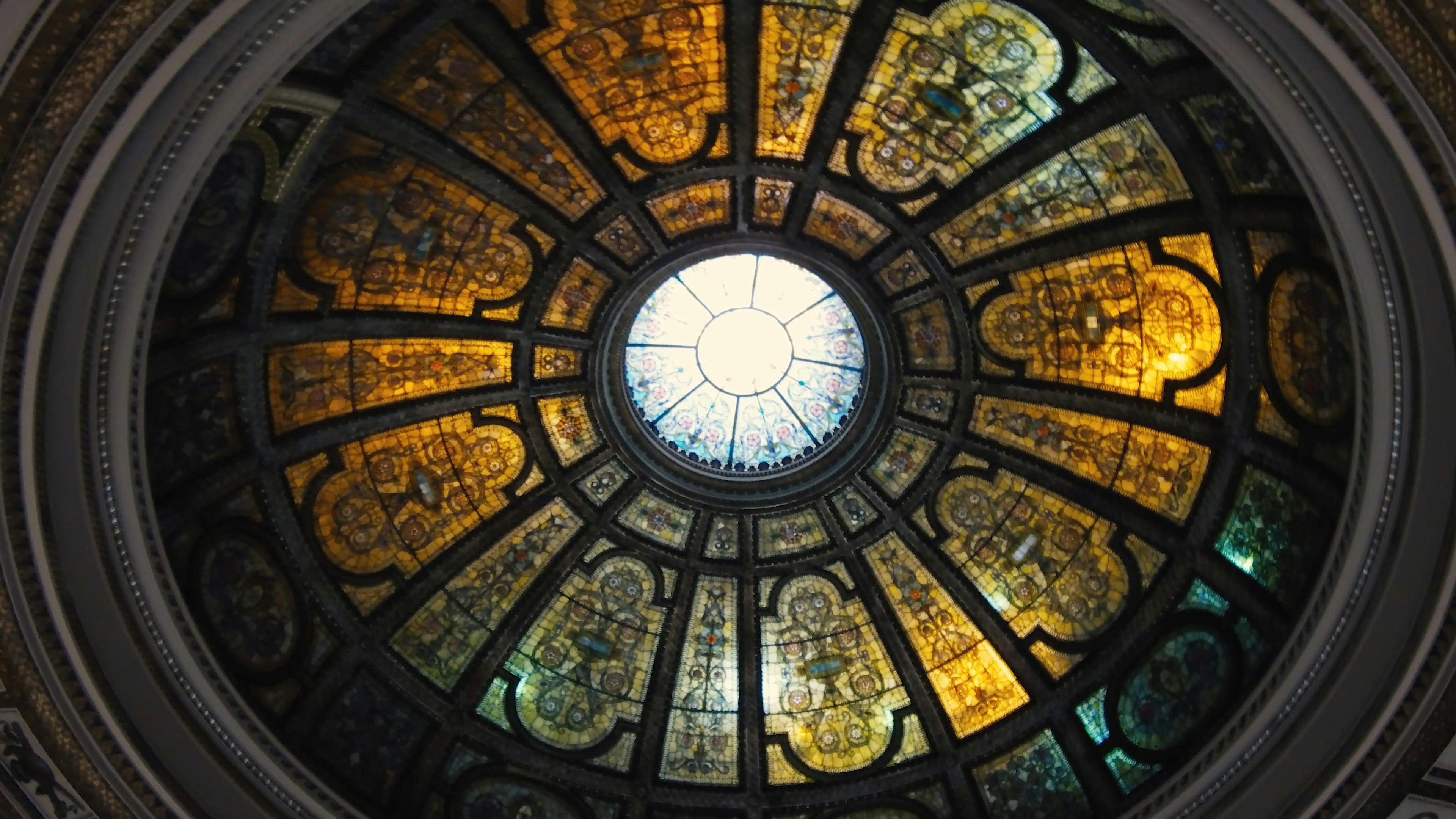 The Stain Glass Dome Of Chicago Cultural Center Free Stock Video ...