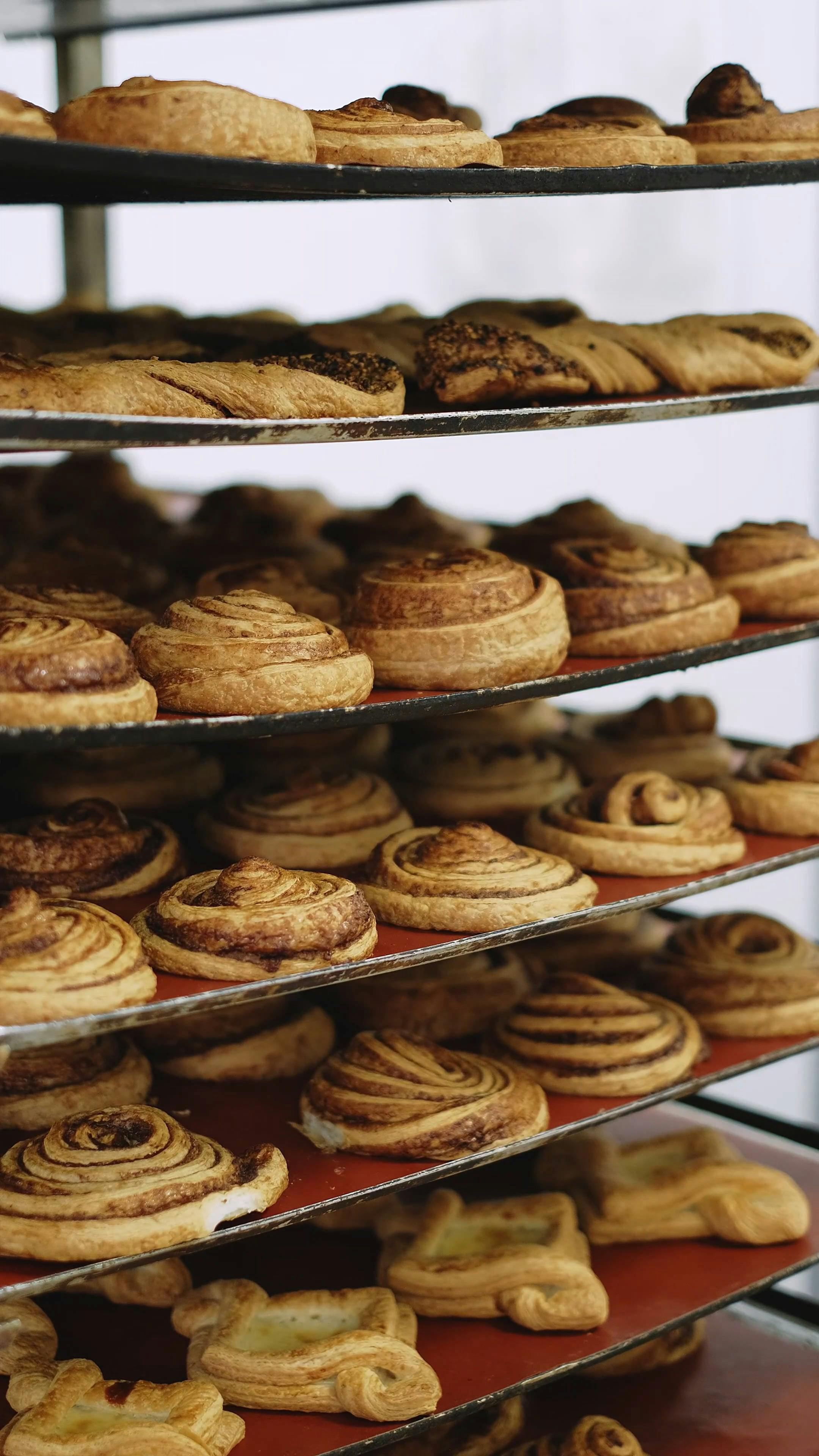 Freshly Baked Pastries on Bakery Tray Free Stock Video Footage, Royalty ...