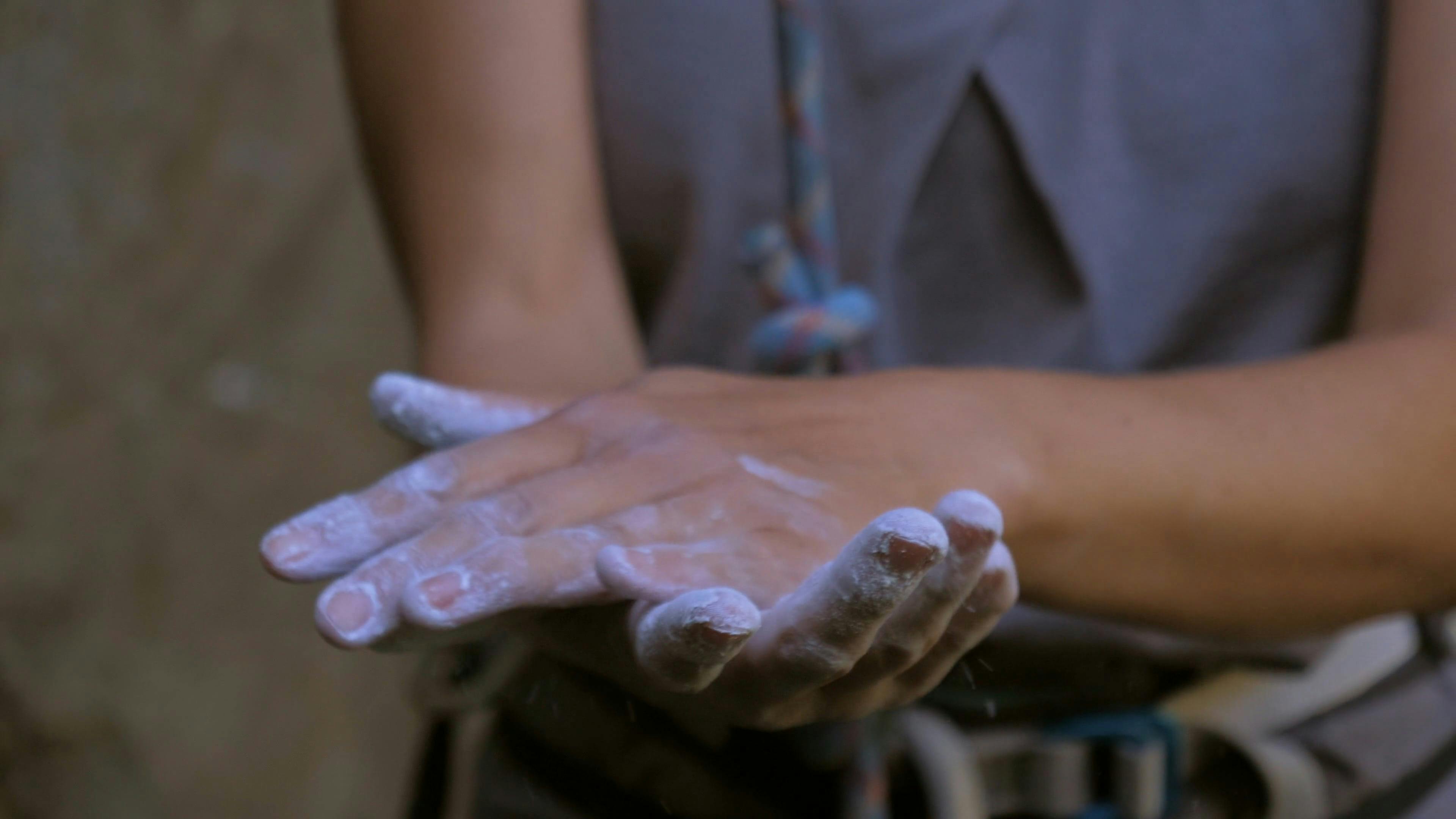 Close Up Shot of Hands with Chalk Dust Free Stock Video Footage ...
