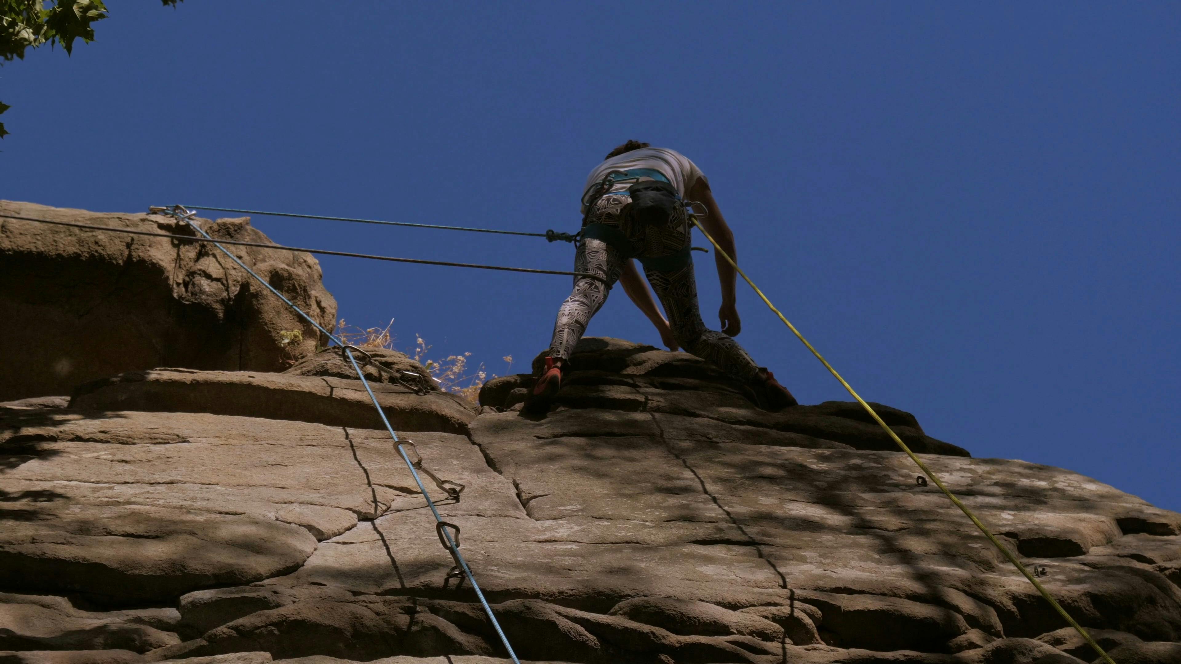 View from Above of a Person Doing Rock Climbing · Free Stock Video