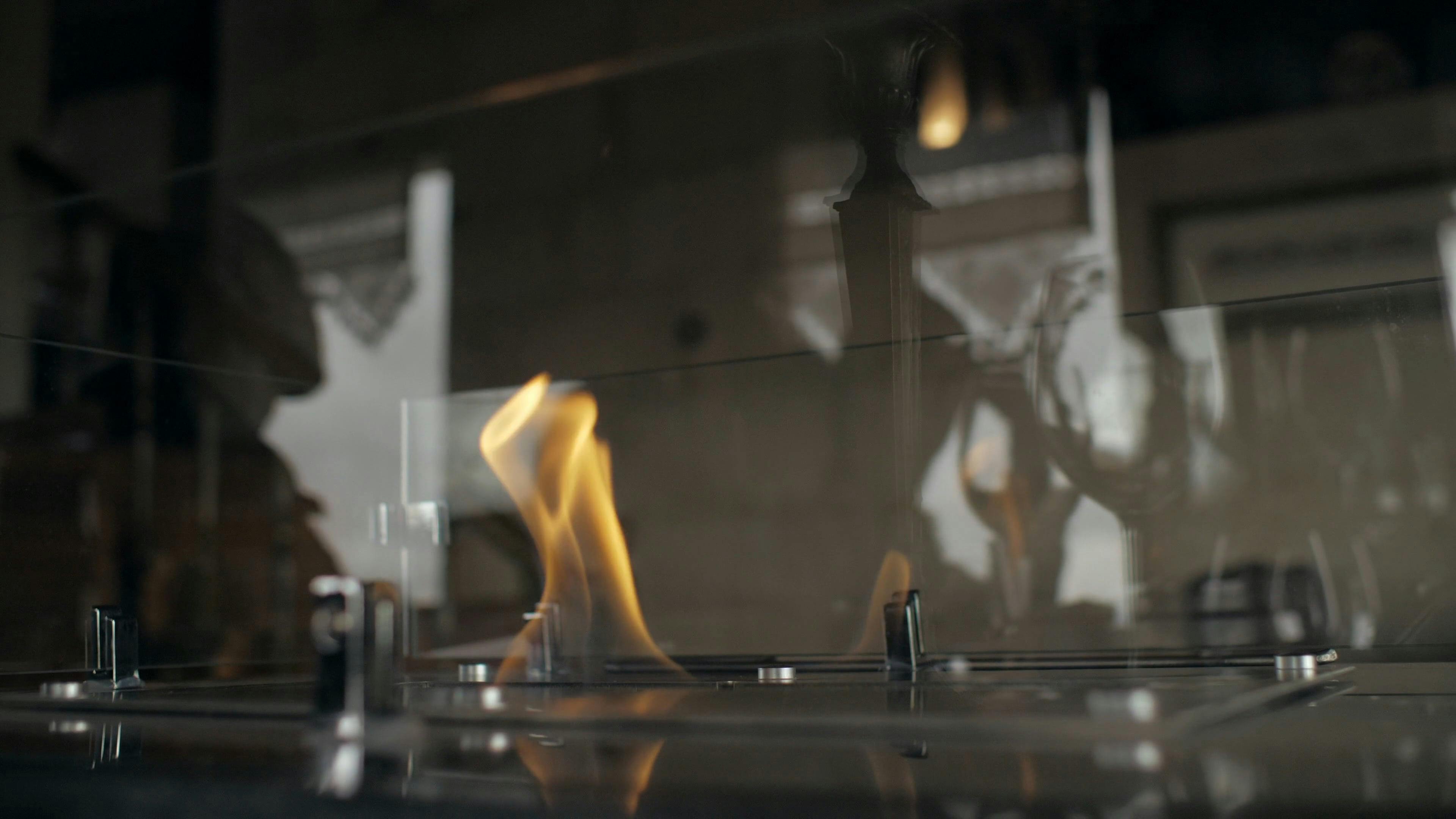 Flames from a Kitchen Counter Behind the Glass Free Stock Video Footage ...
