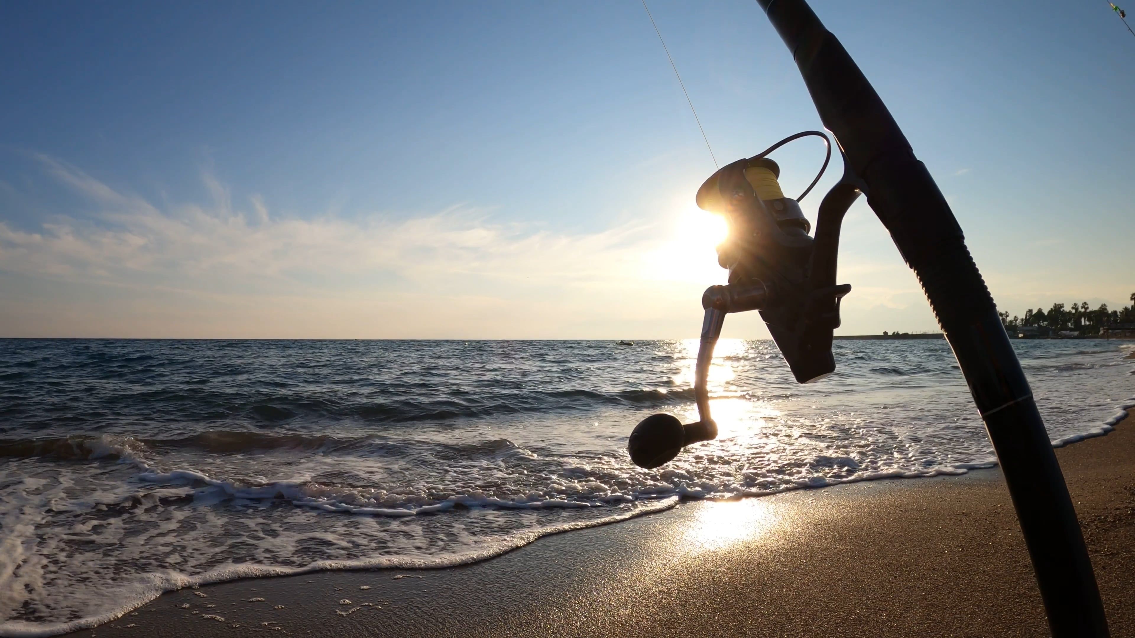 Fishing Rod on Beach Shore Free Stock Video Footage, Royalty-Free 4K ...
