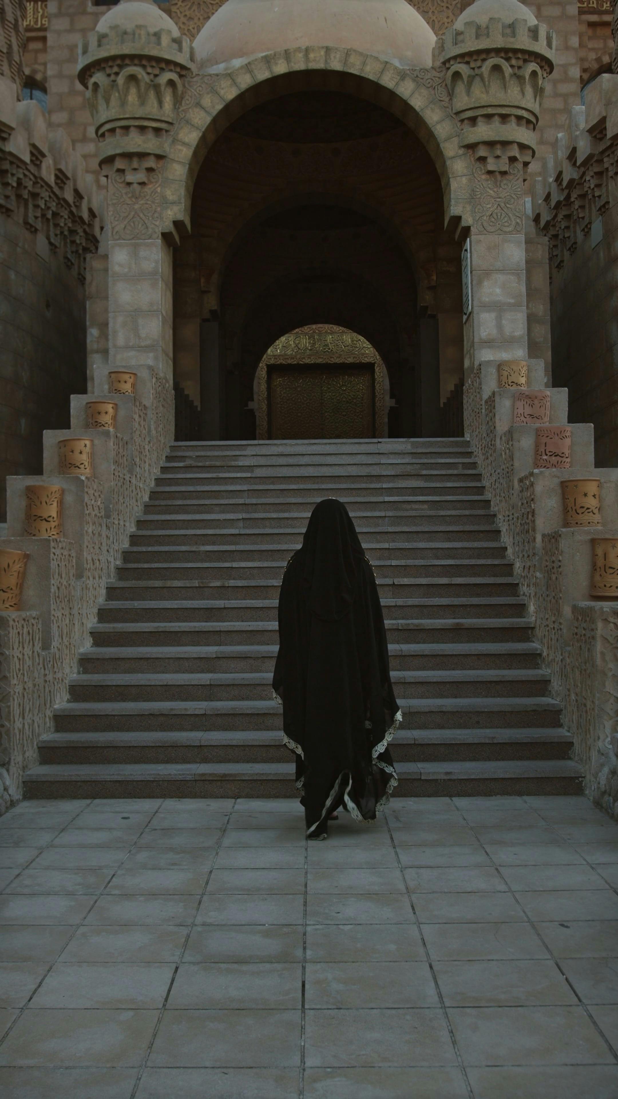 A Person Climbing The Mosque Stairs · Free Stock Video