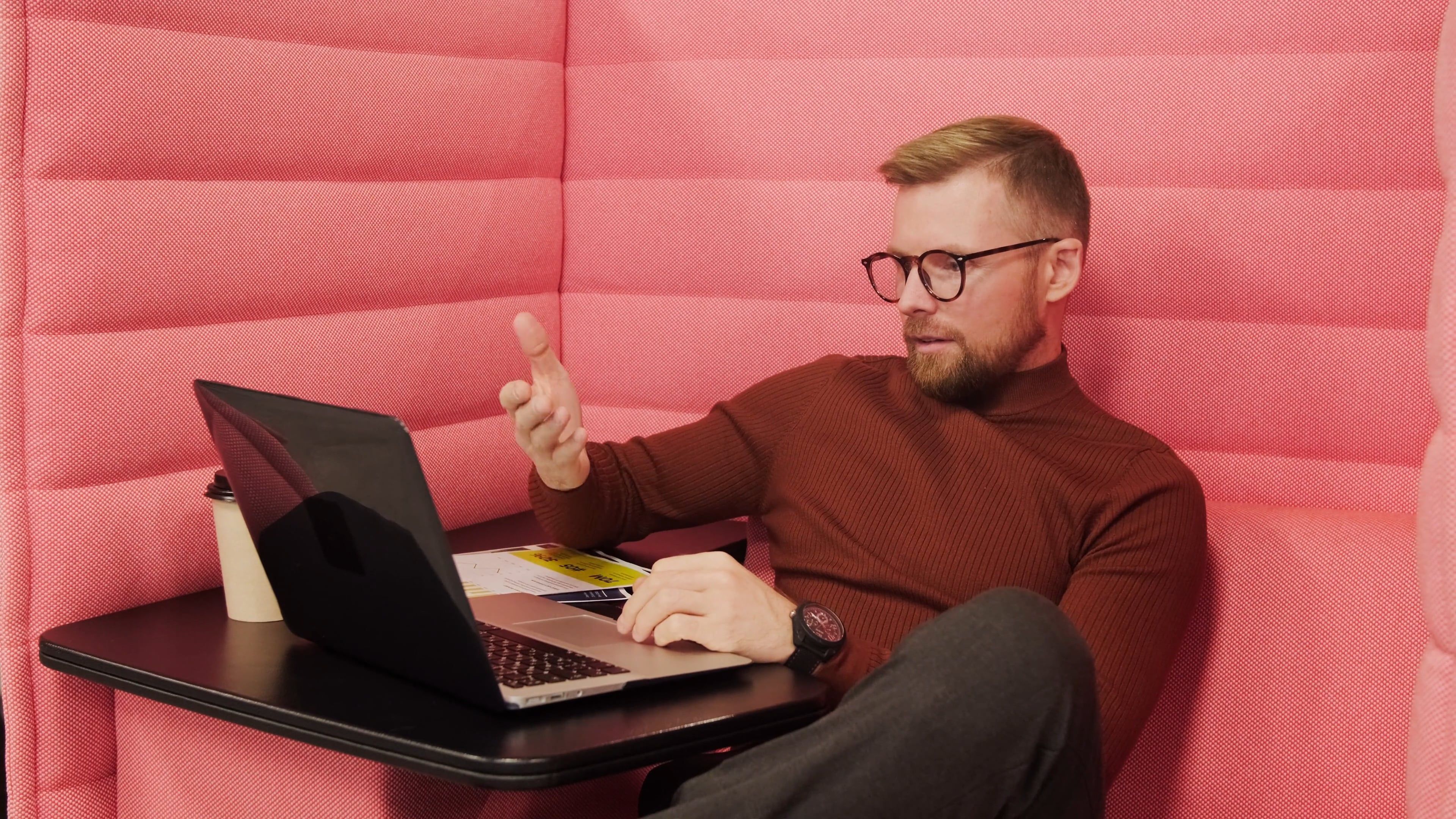 A Man Having a Video Call Through the Laptop · Free Stock Video