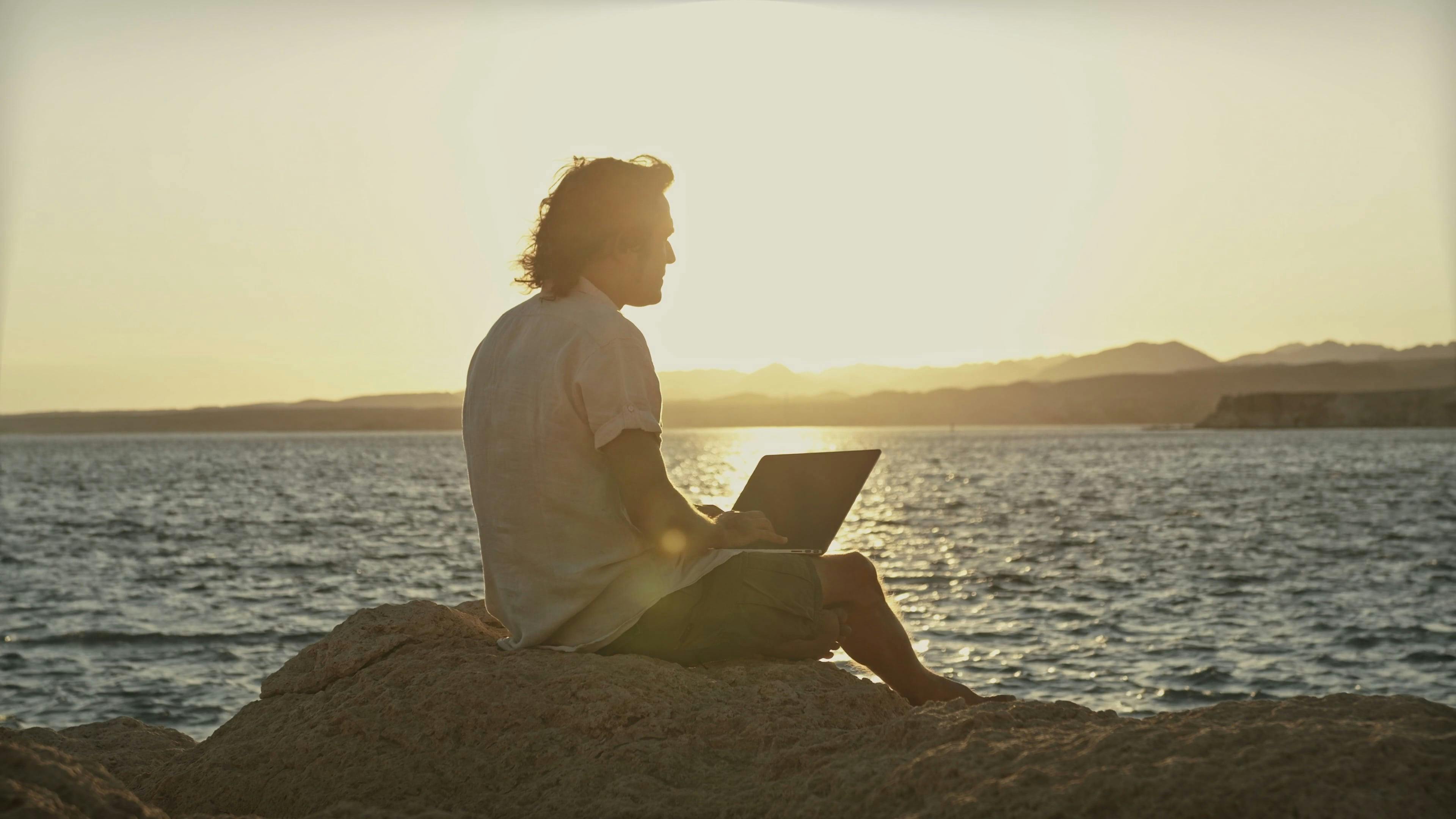 A mAn Using His Laptop Outdoors Free Stock Video Footage, Royalty-Free ...