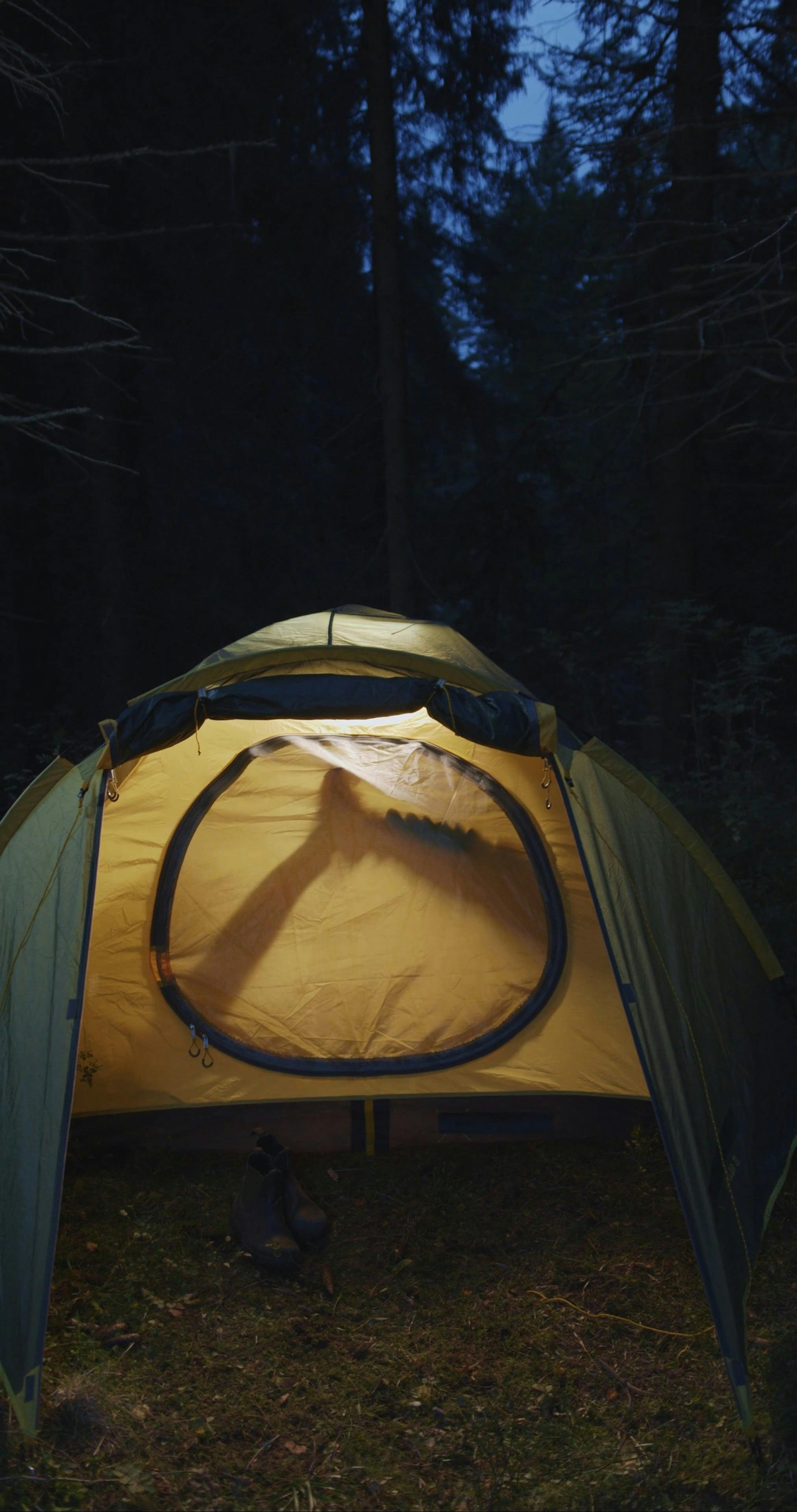 A Silhouette Inside the Tent · Free Stock Video