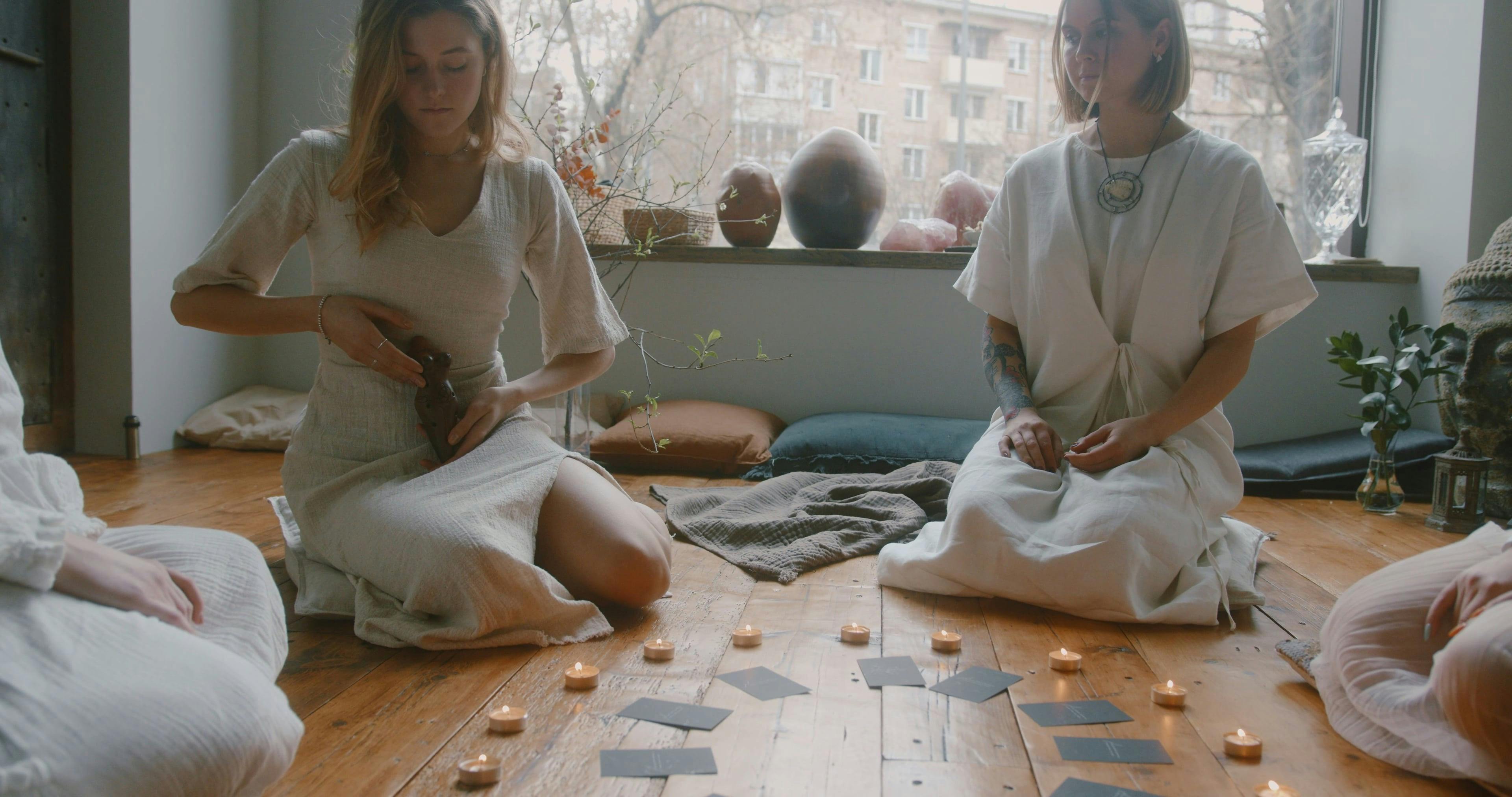 Girls Performing A Ritual With Props · Free Stock Video