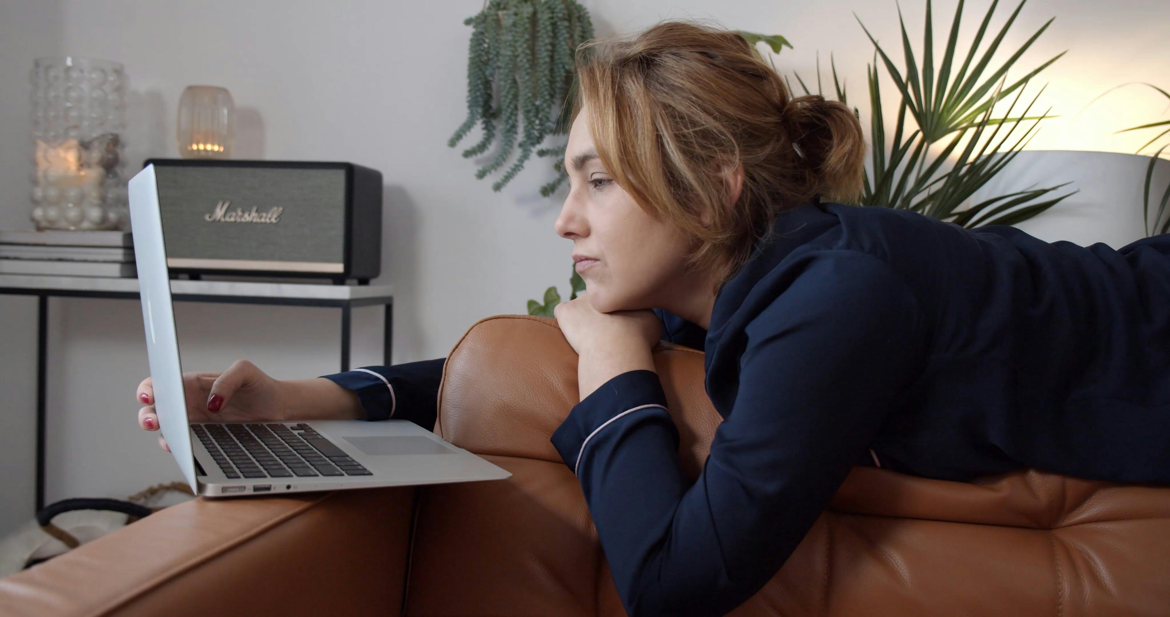 Sad Woman Crying in Front of a Computer Free Stock Video Footage ...